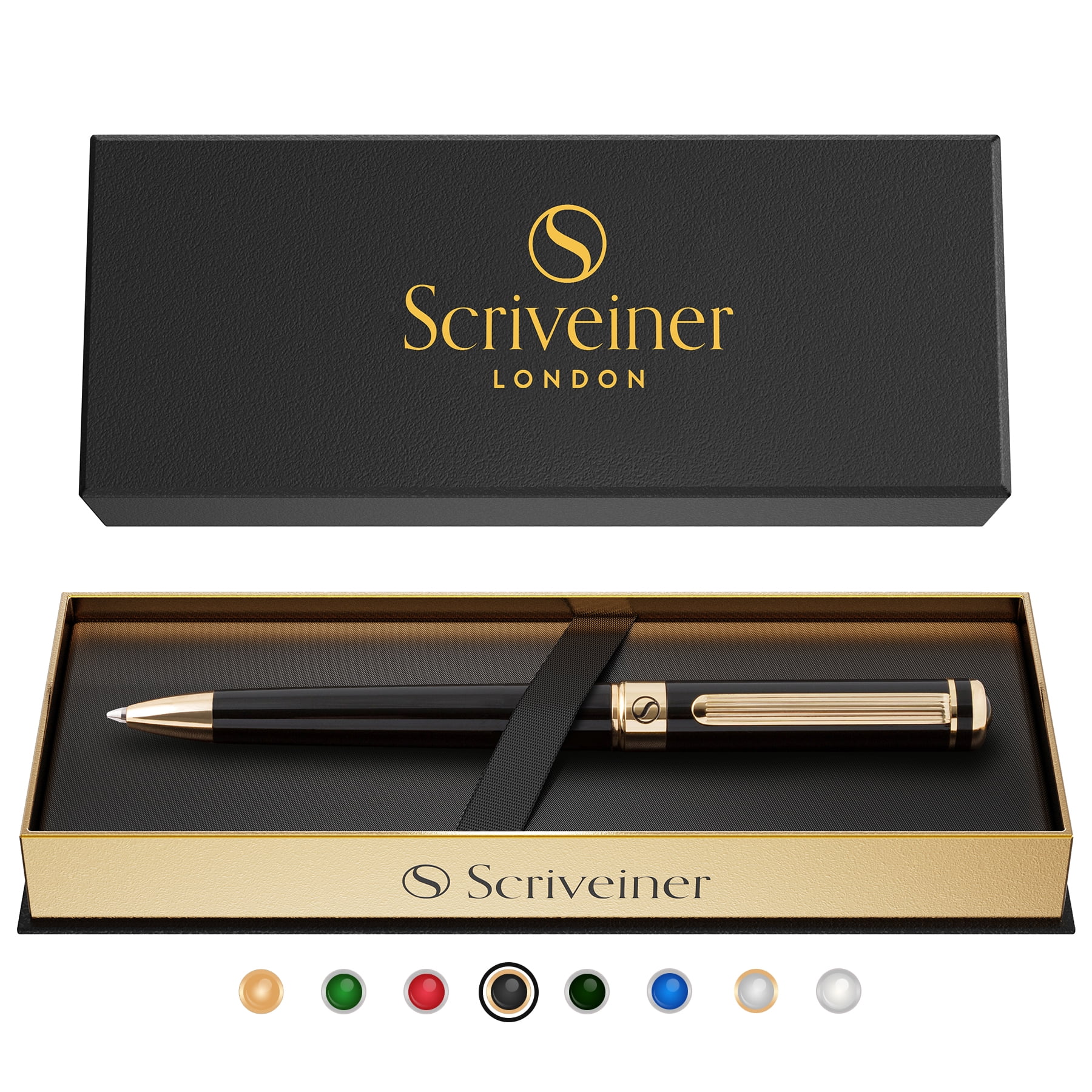 Scriveiner Black Lacquer Ballpoint Pen - 24K Gold Finish Luxury Pen ...