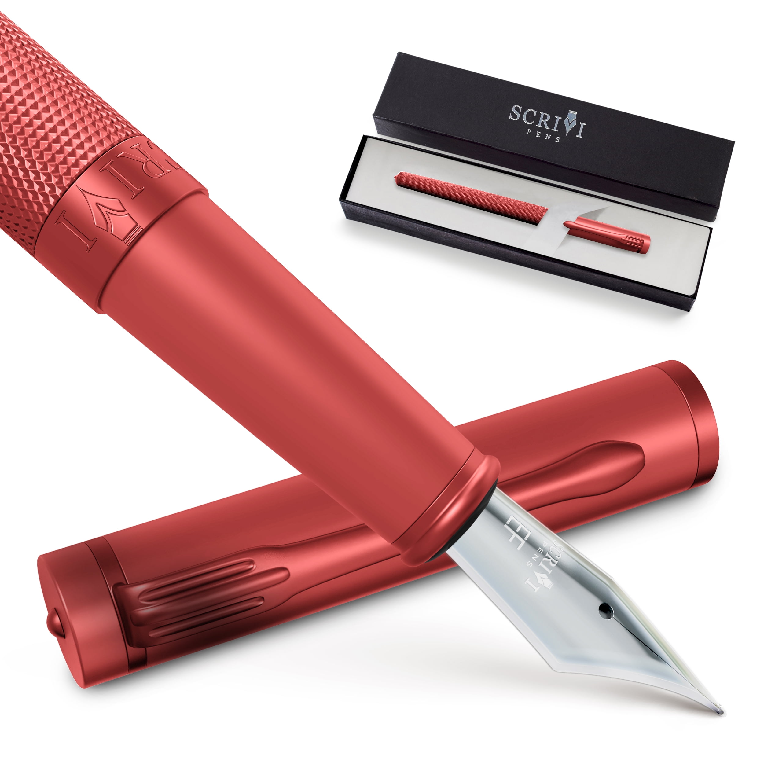 Scrivi Pens Luxury Fountain Pen Set-[Red] Fountain Pens for Writing ...