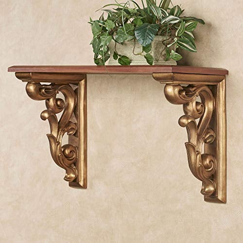 Scrolling Astrella Traditional Aged Gold Corbel Bracket Pair ...