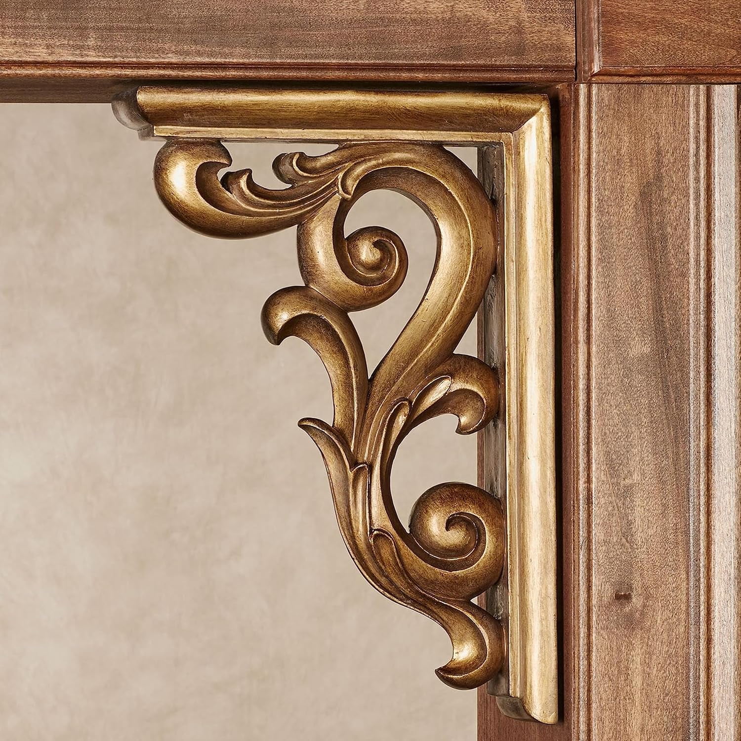 Scrolling Astrella Traditional Aged Gold Corbel Bracket Pair ...