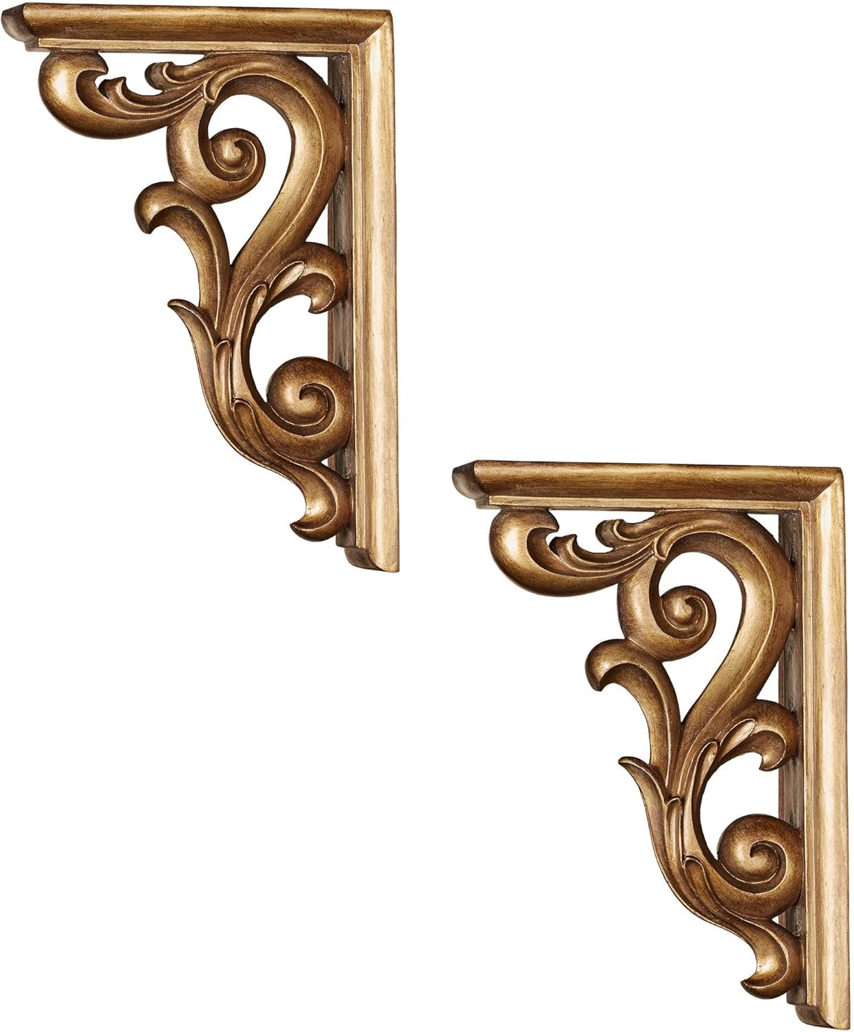Scrolling Astrella Traditional Aged Gold Corbel Bracket Pair ...
