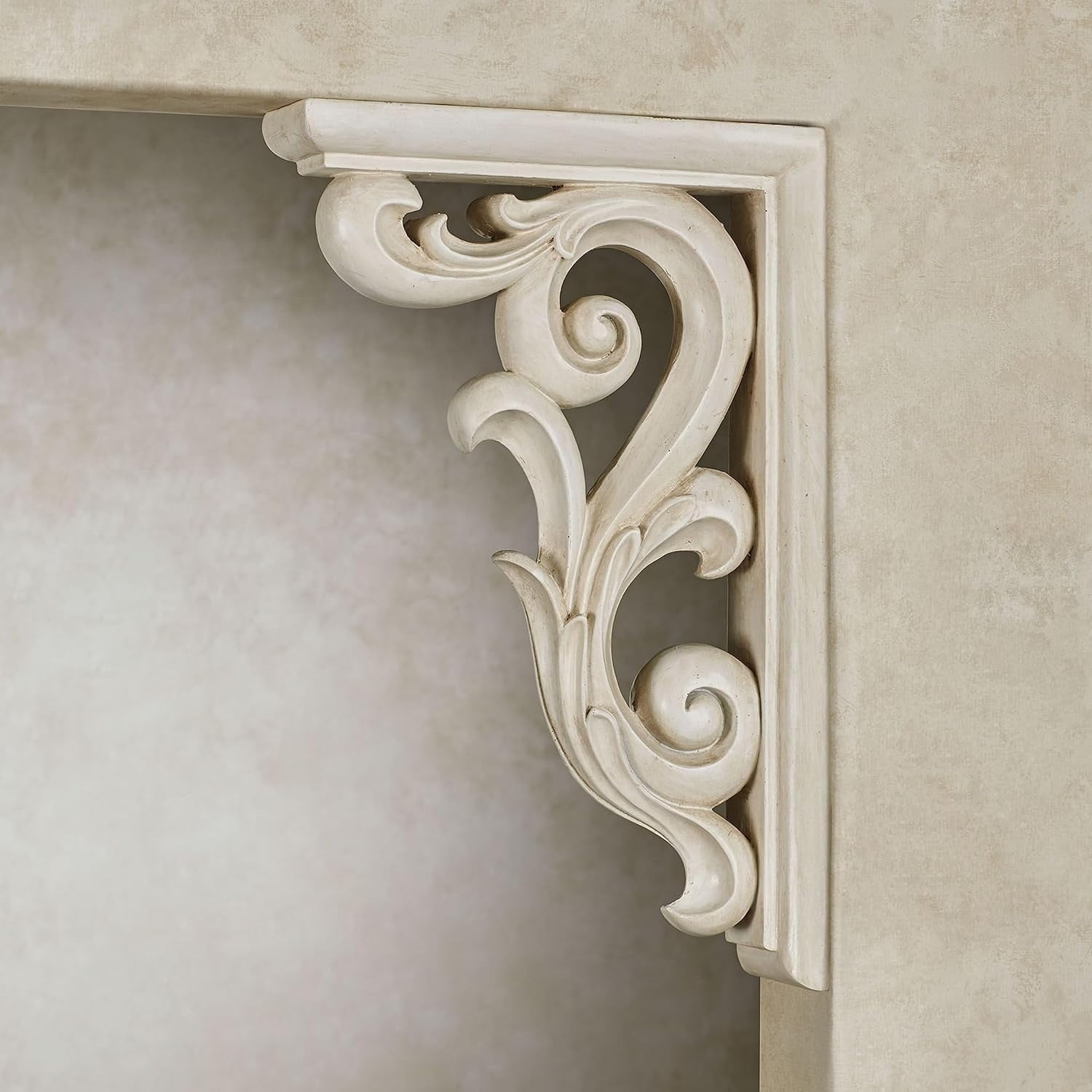 Scrolling Astrella Traditional Antique White Corbel Bracket Pair Pair ...