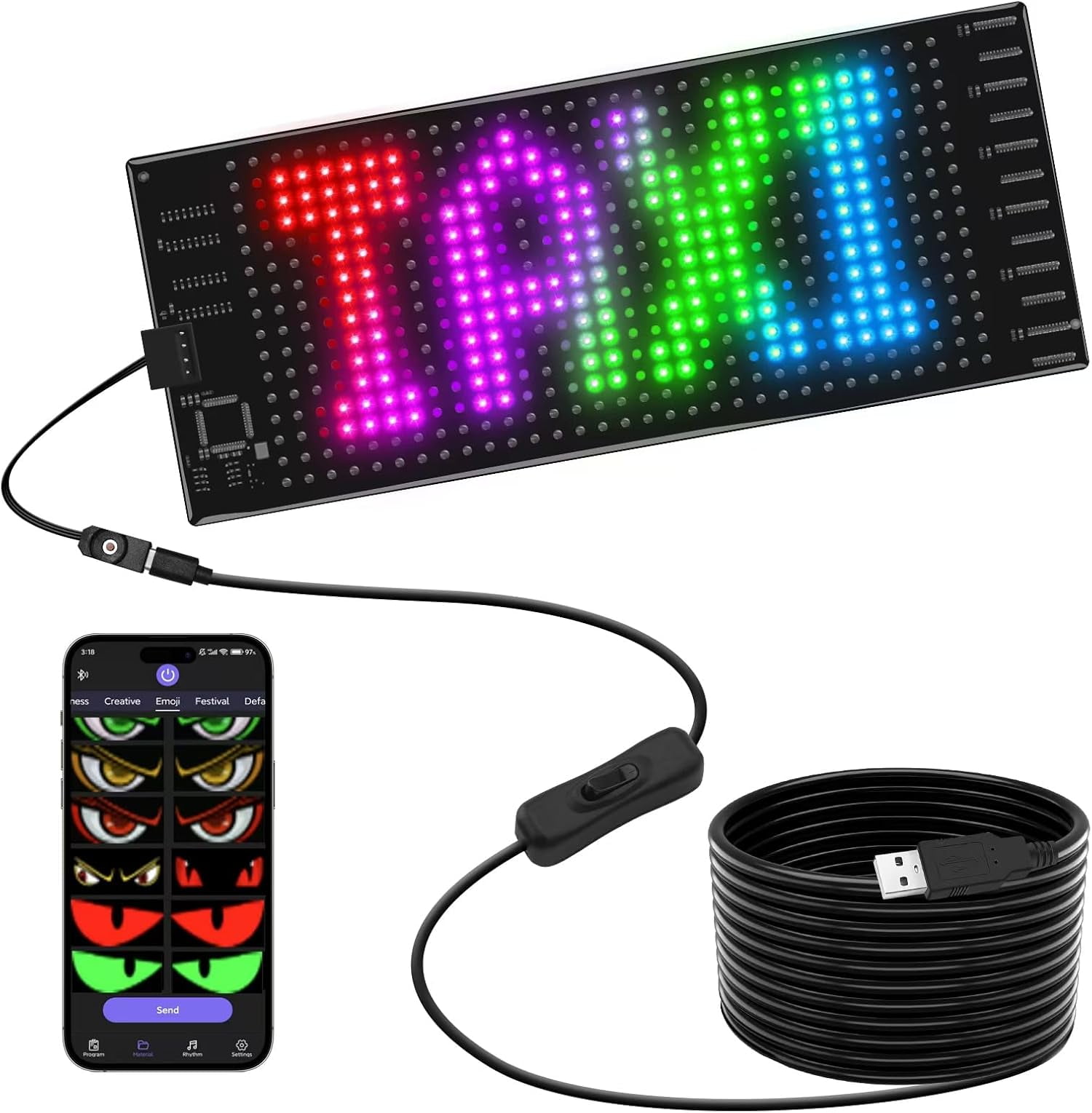 Scrolling Bright 1 count Devil Eyes for Windshield - 7in x 3in ...