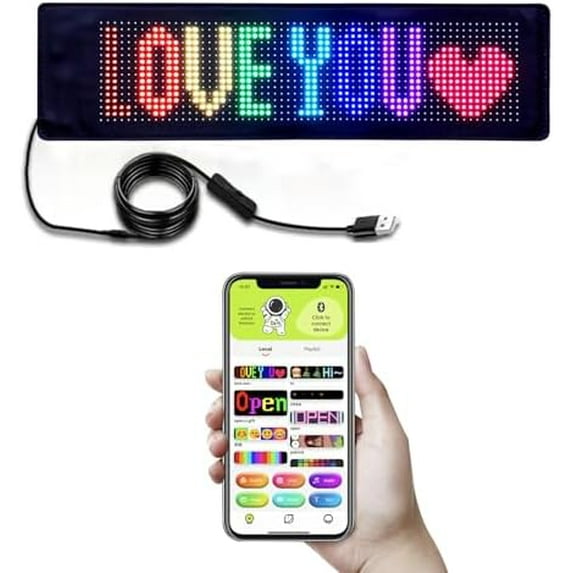 Scrolling Bright LED Advertising Signs, 15”X4” Flexible USB 5V LED Car ...