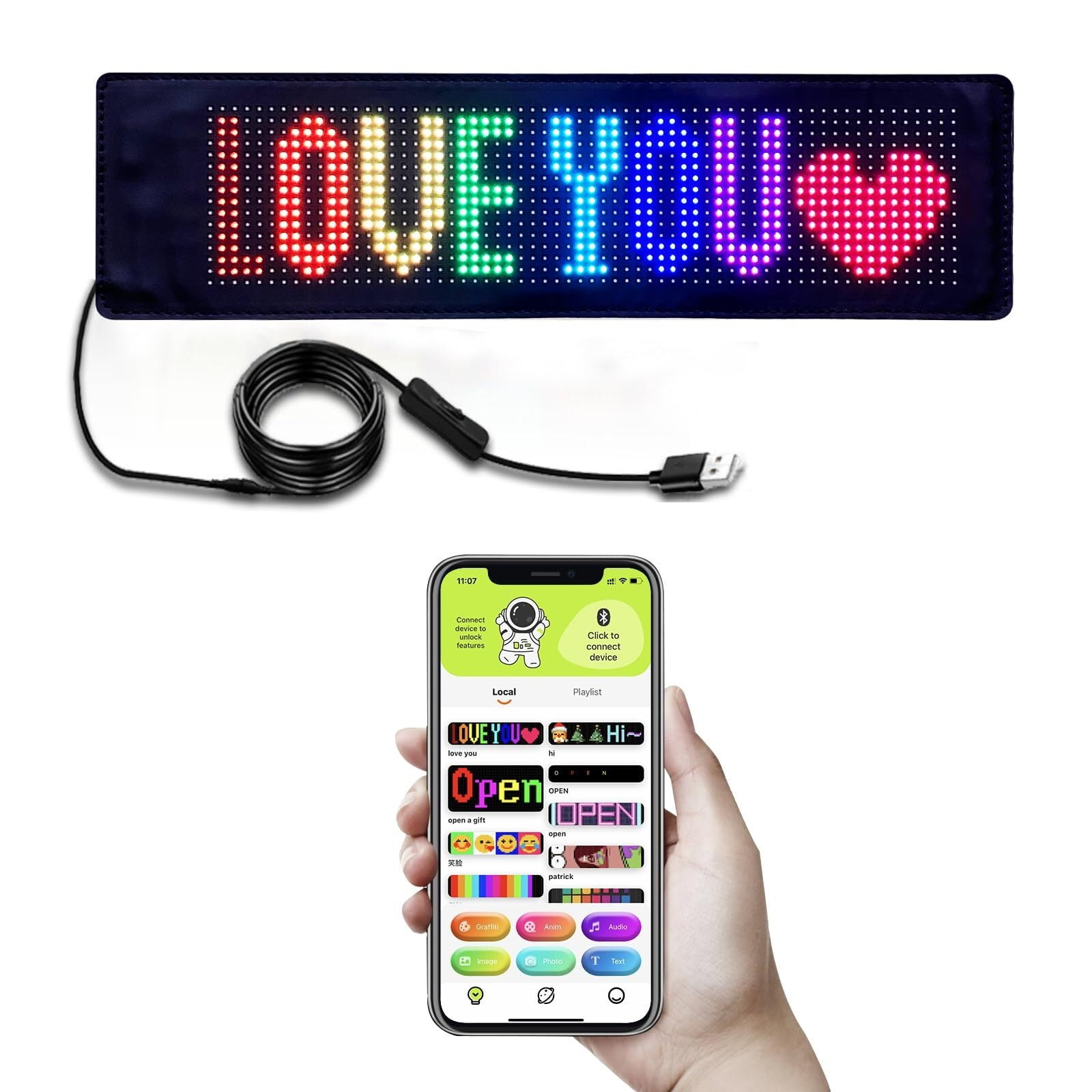 Scrolling Bright LED Advertising Signs, 15"X4" Flexible USB 5V LED Car ...