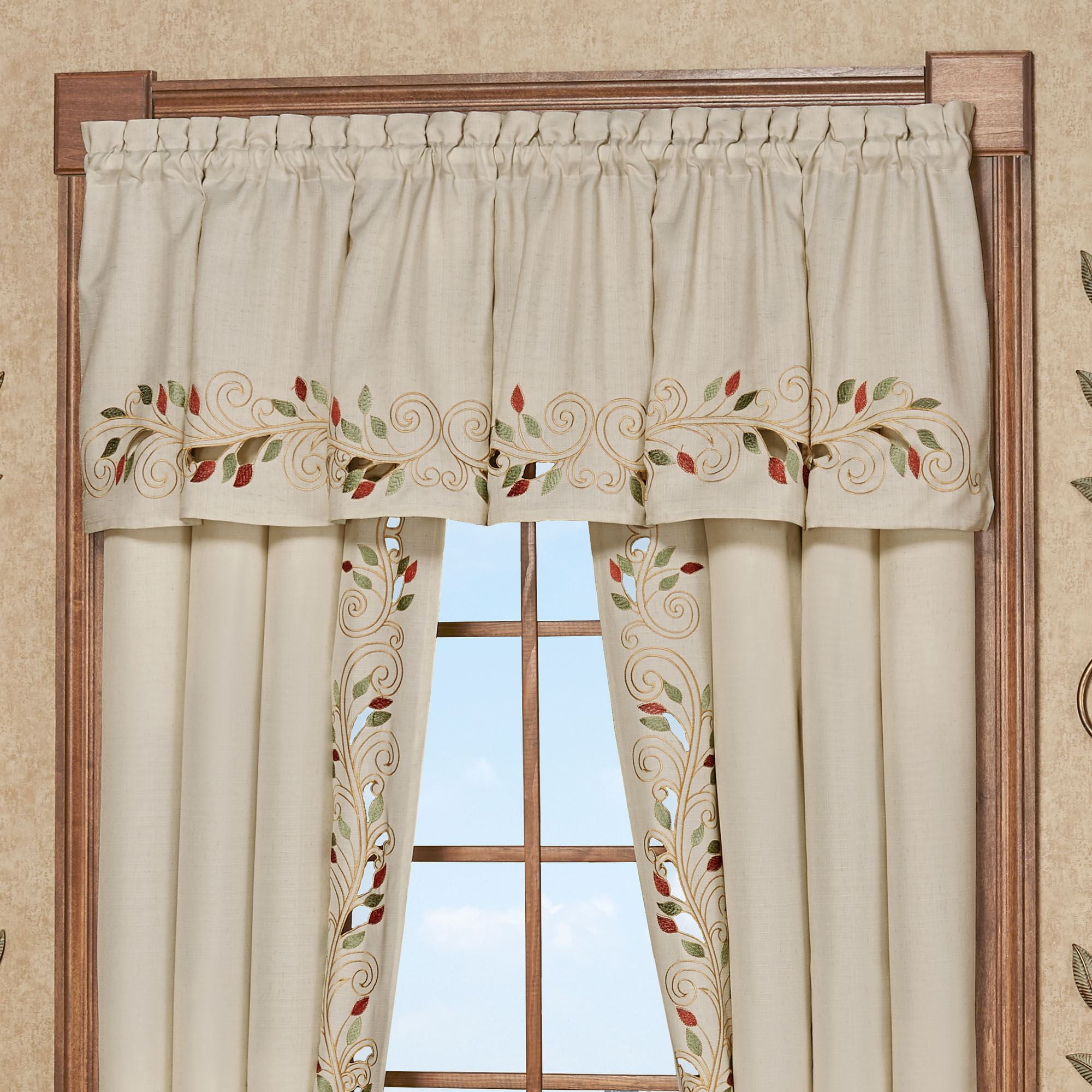 Scrolling Fall Leaves Tailored Valance Oatmeal 72 x 18 Inches - Walmart.com