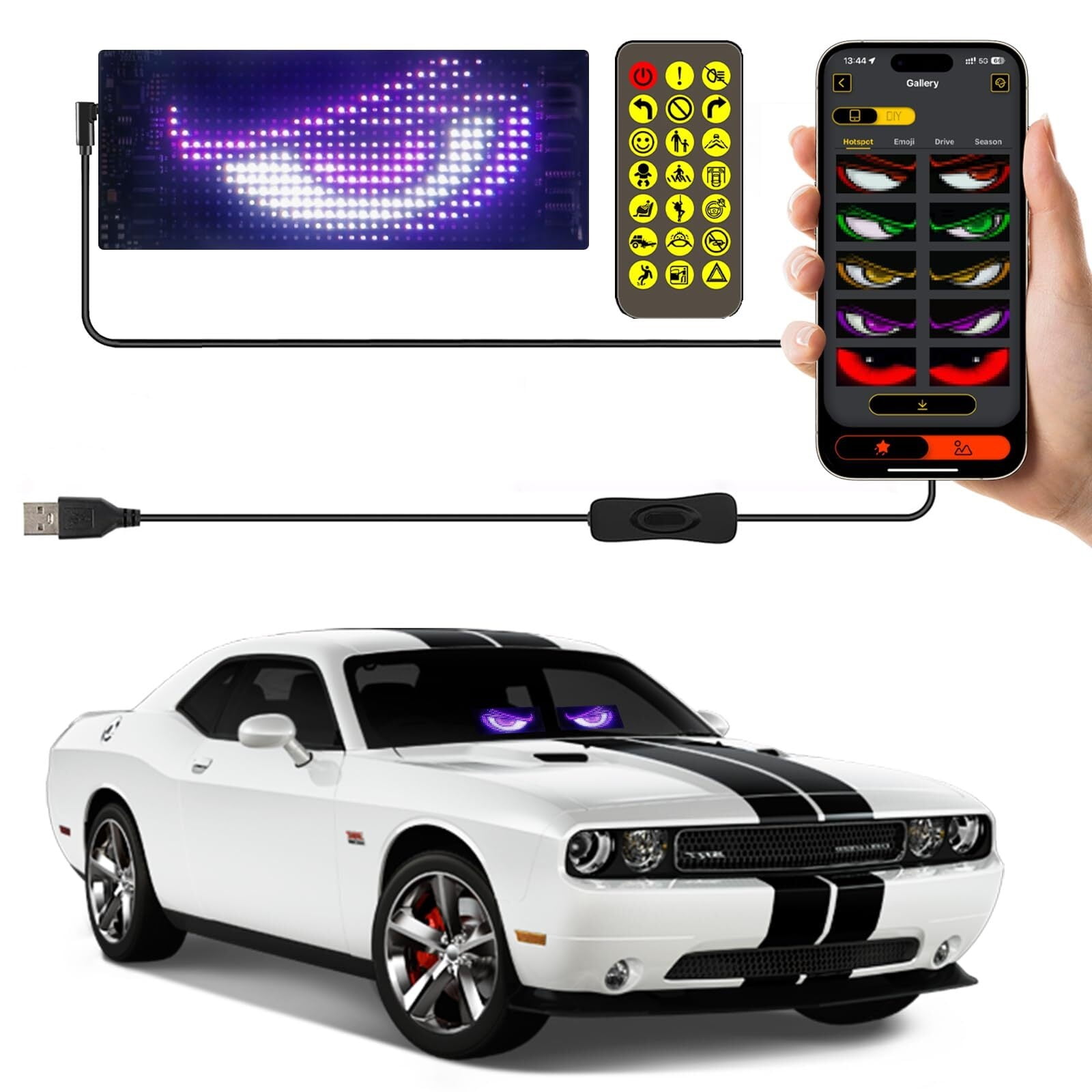 Scrolling LED Sign, 7"x3" Programmable Flexible LED Matrix Panel, Smart ...