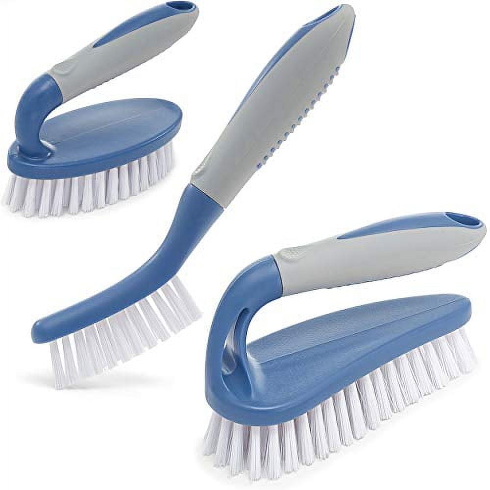 Scrub Brush Set of 3pcs - Cleaning Shower Scrubber with Ergonomic ...