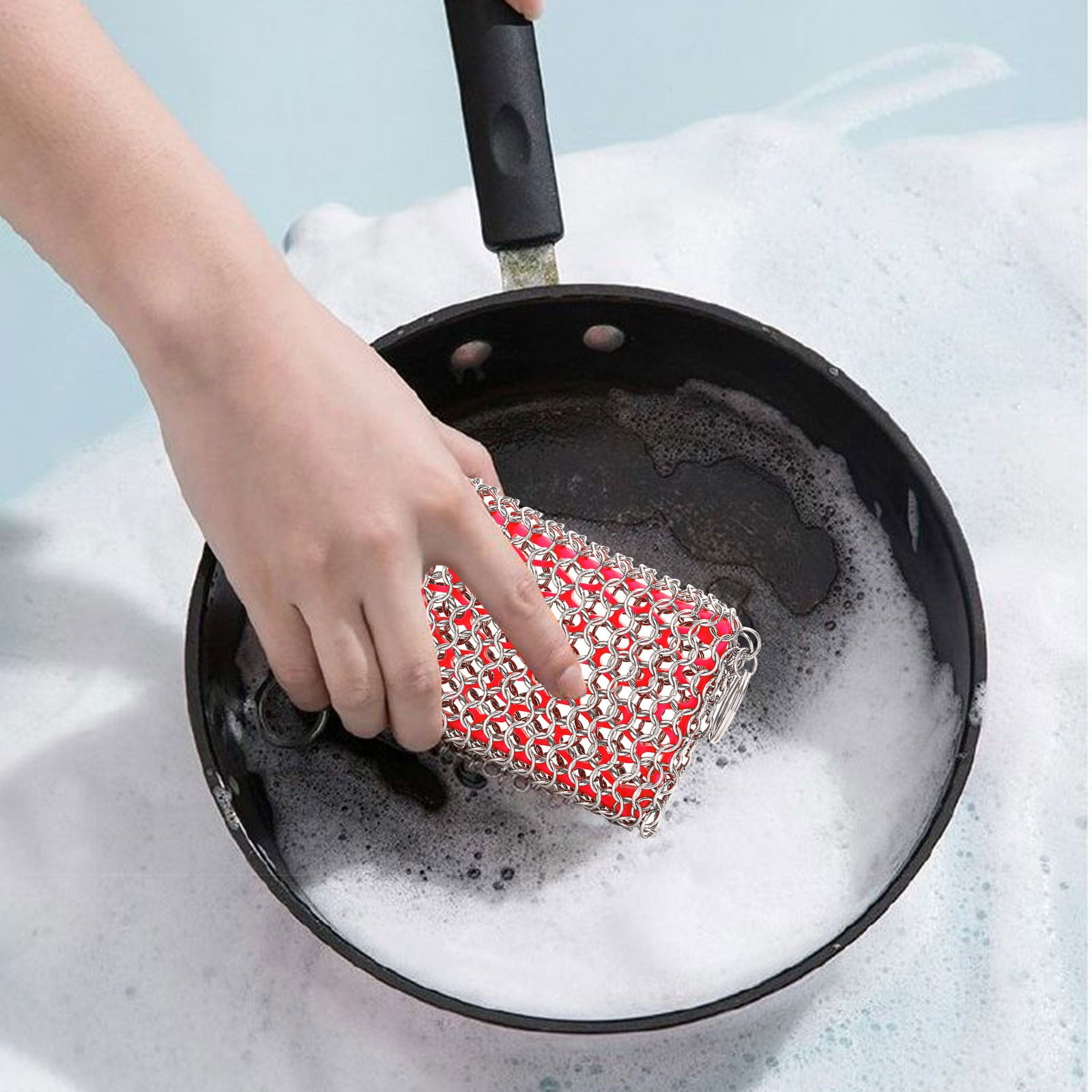 Scrub Brushes Square Chainmail Scrubbing Pad Stainless Steel 316 Food ...