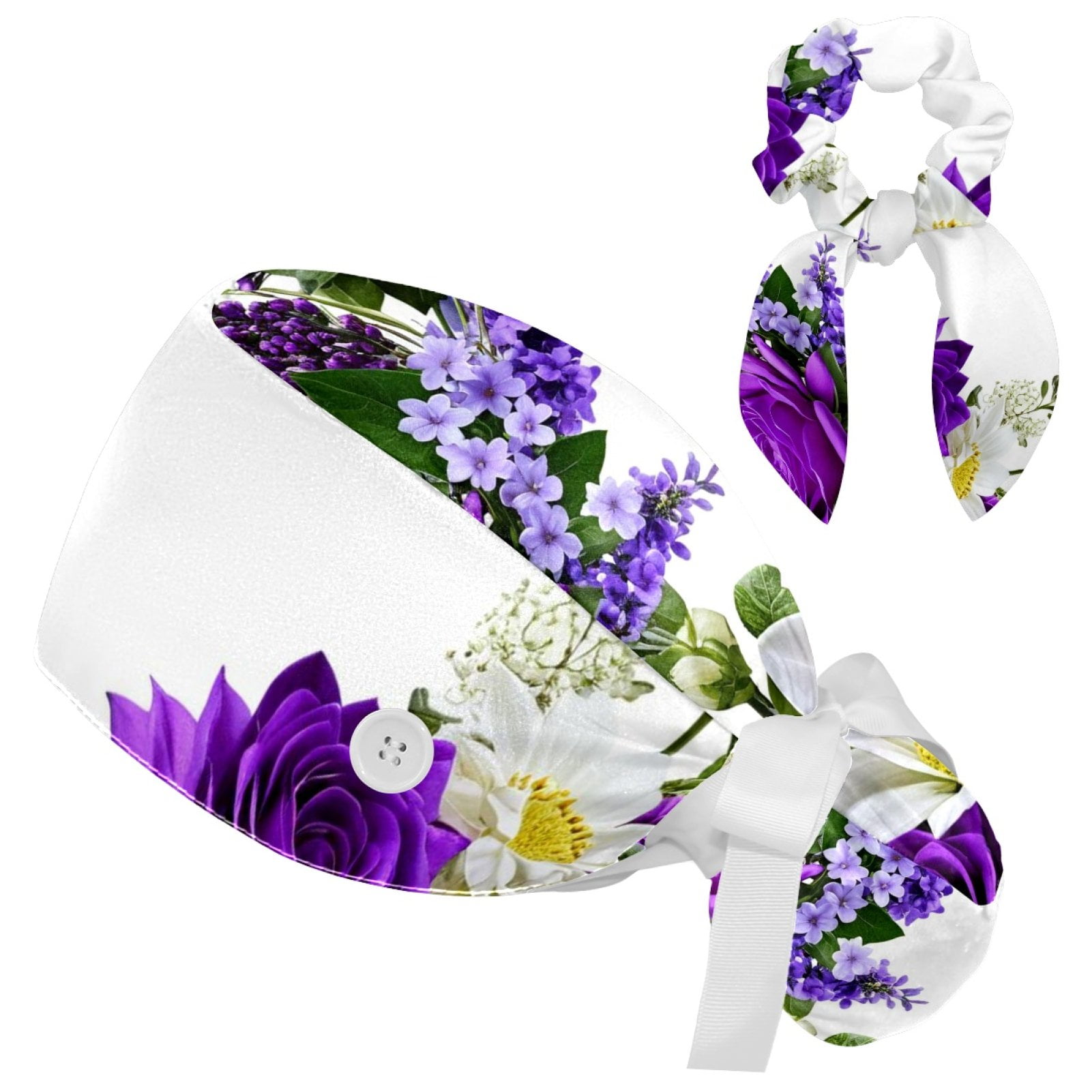 Scrub Caps Women,Gift Hair Tie,Floral Bunch，Scrub Cap Men,Nursing Scrub ...