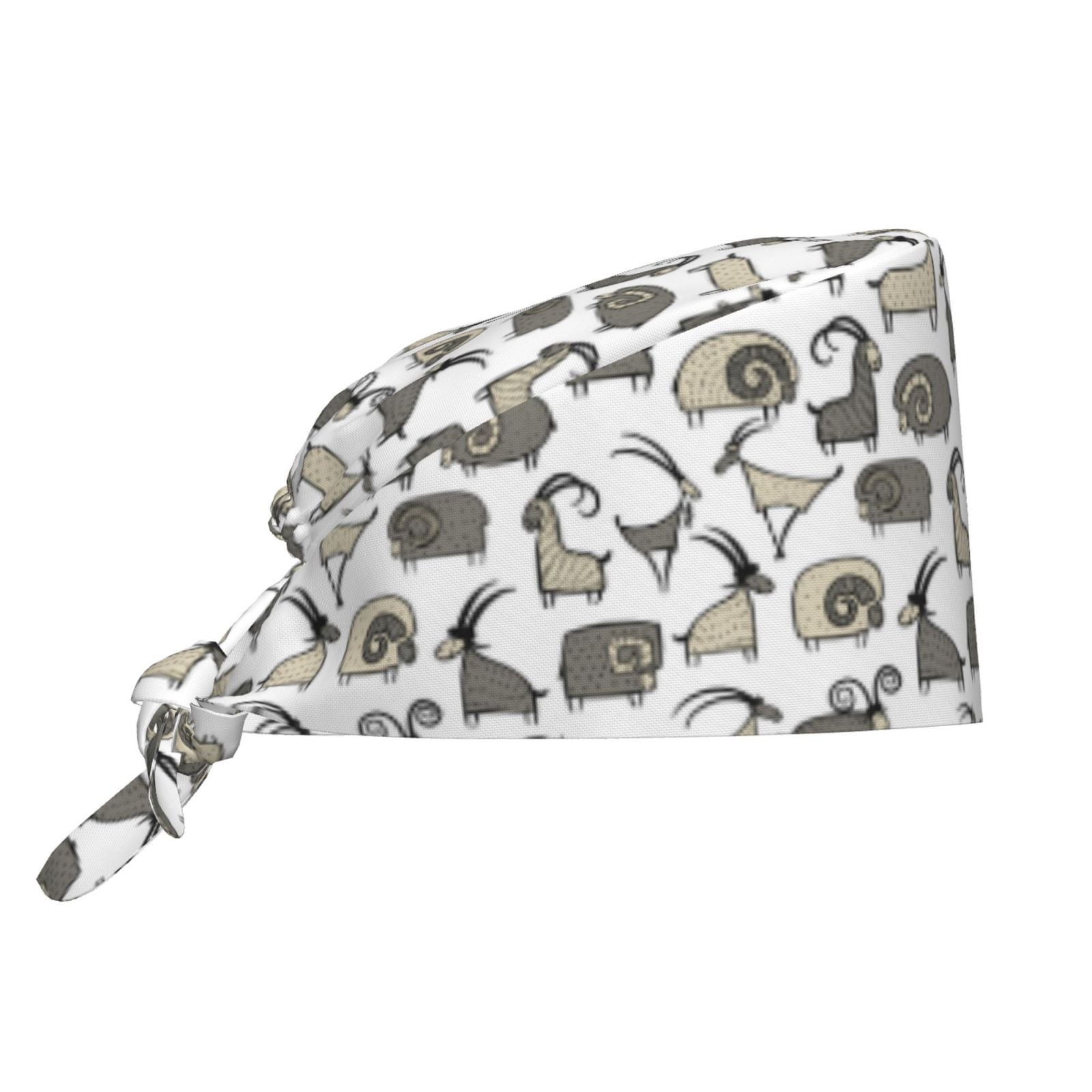 Scrub Caps Women Men, Abstract Cartoon Cute Goat Adjustable Working ...