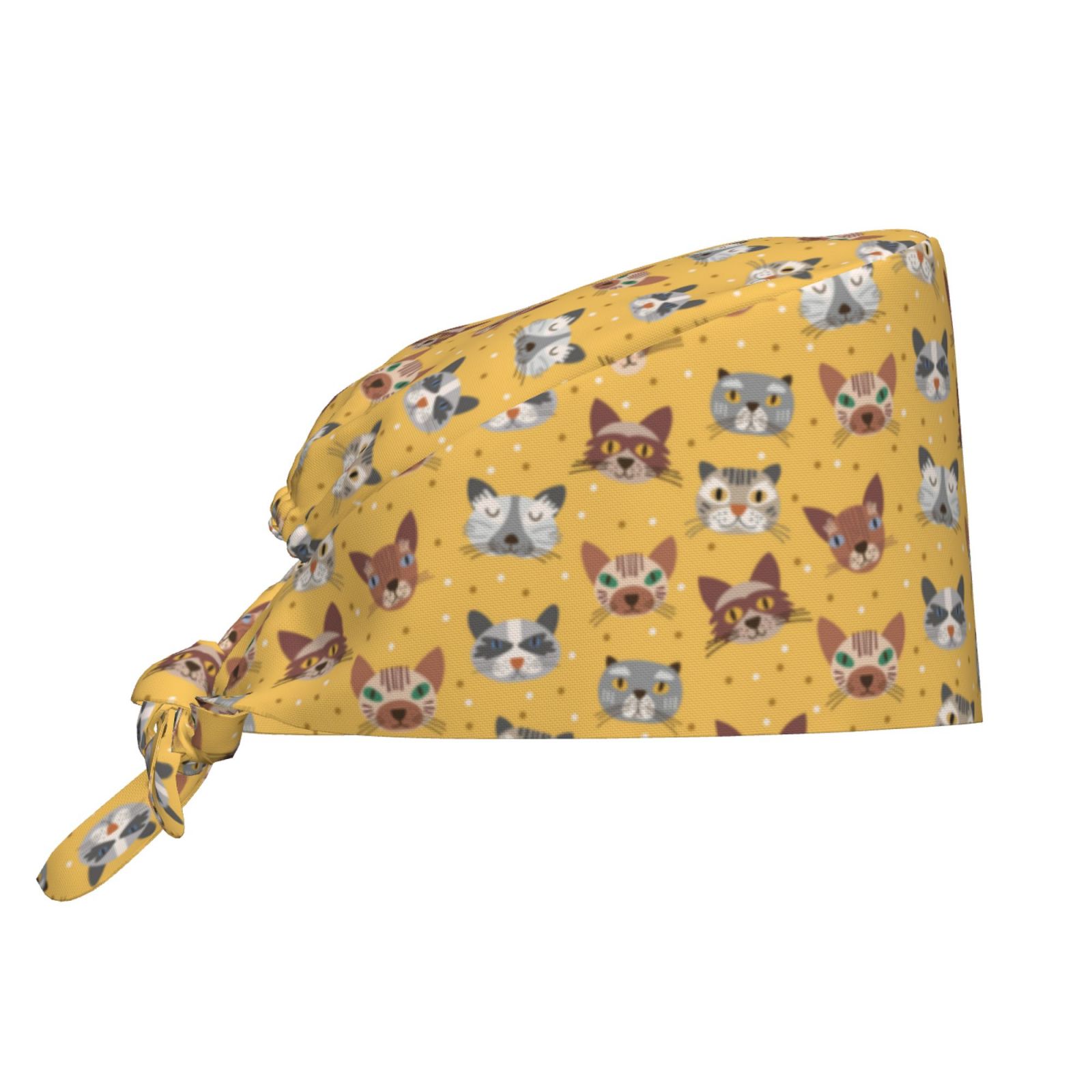 Scrub Caps Women Men, Abstract Cute Cartoon Cat Face_A Adjustable ...