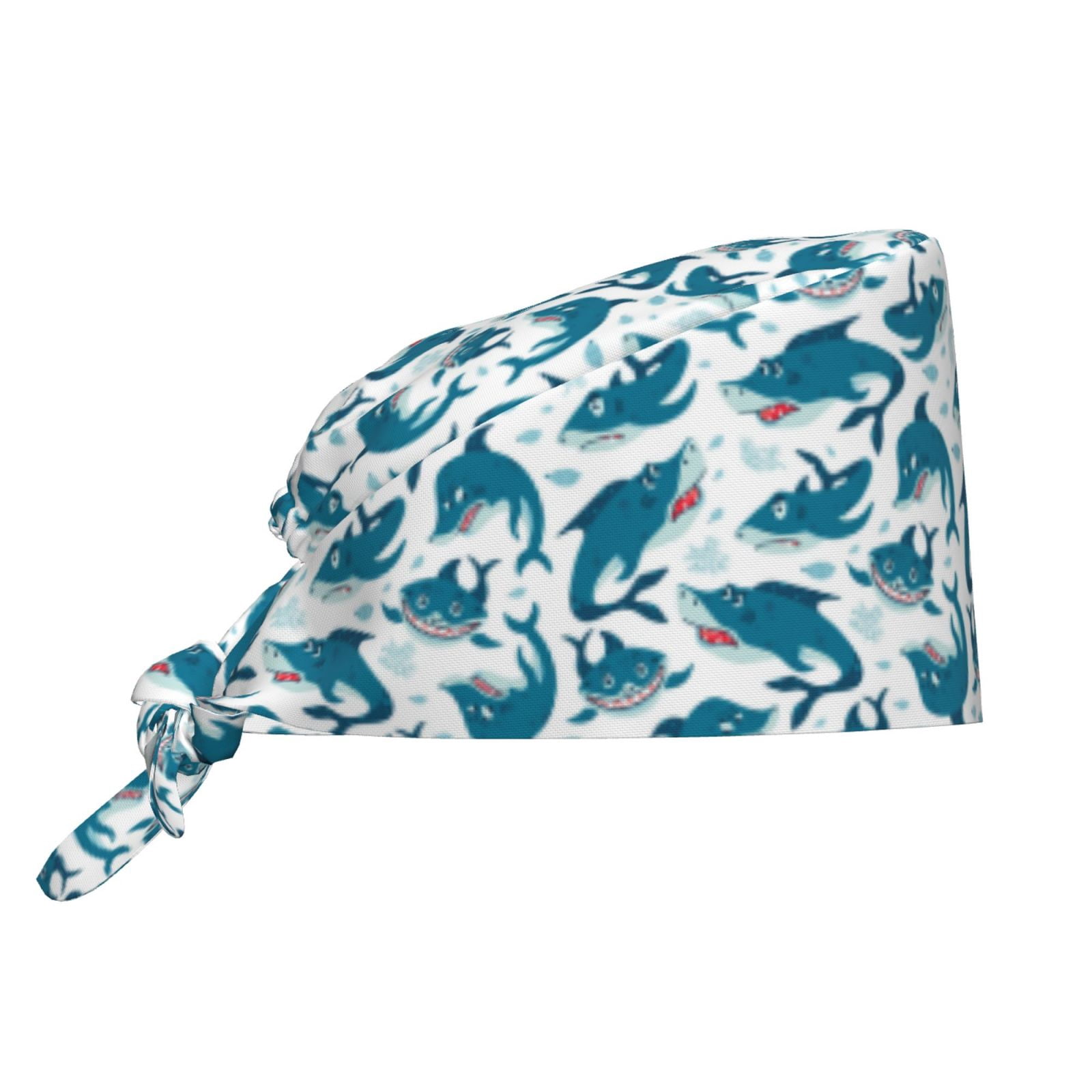 Scrub Caps Women Men, Cartoon Funny Cute Shark_A Adjustable Working ...