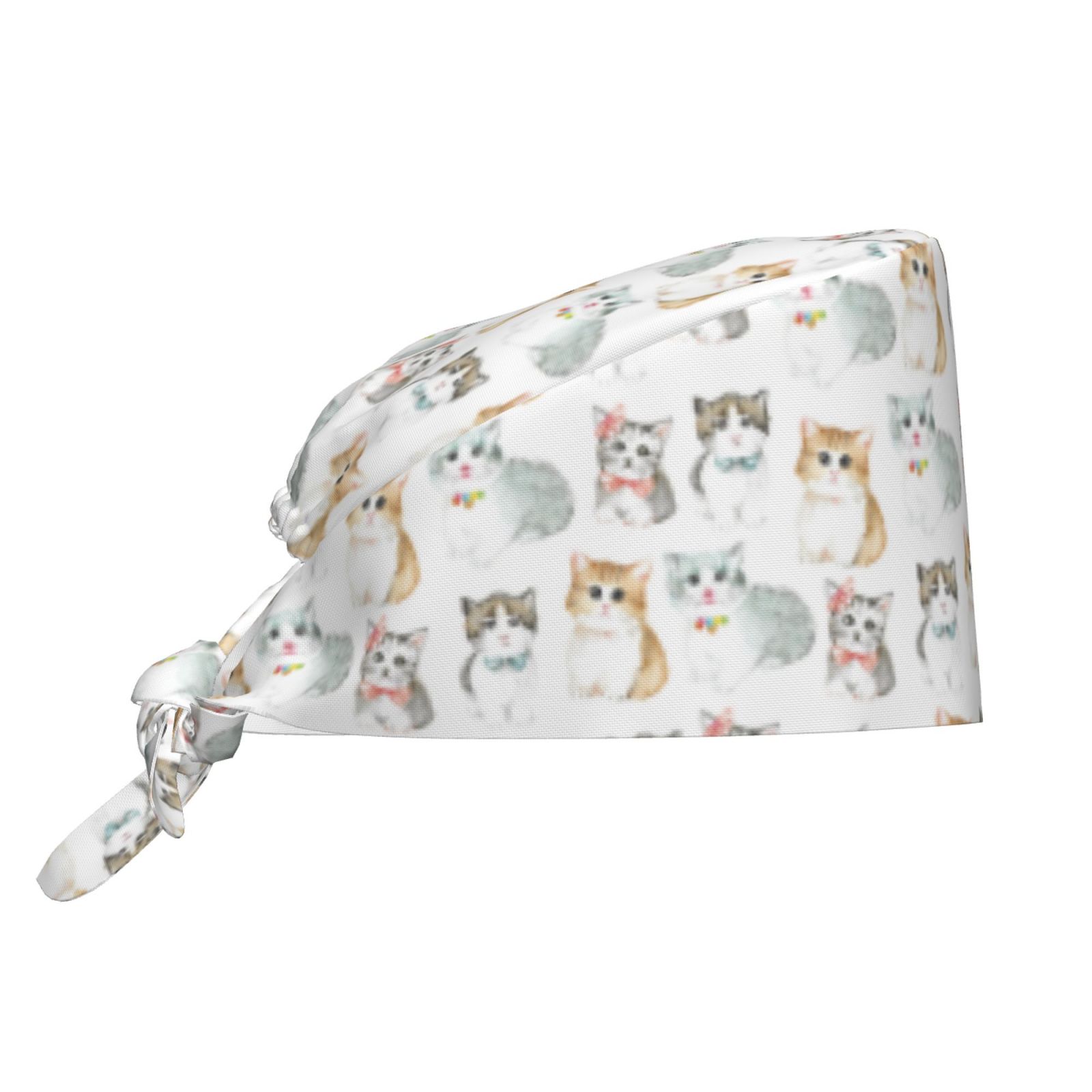 Scrub Caps Women Men, Classic Painted Cute Cartoon Cat Adjustable ...