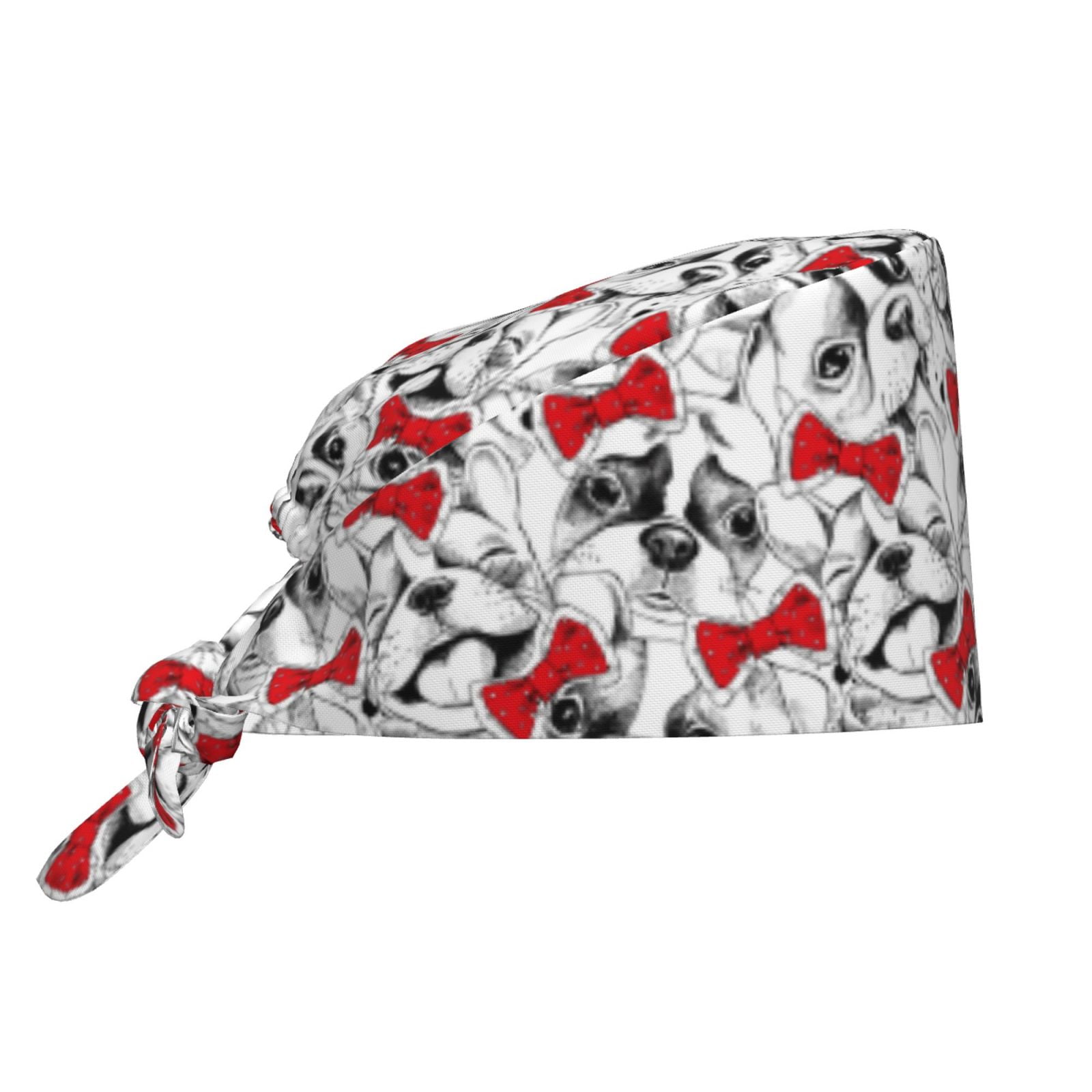 Scrub Caps Women Men, Cut French Bulldog Red Bow Tie Adjustable Working ...