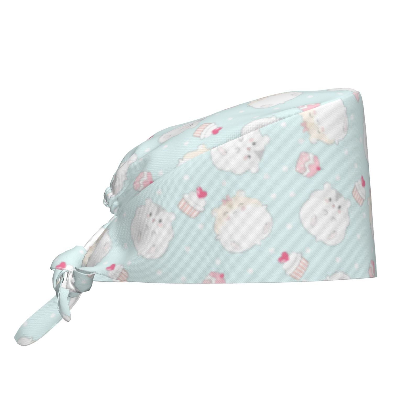 Scrub Caps Women Men, Cute Cartoon Hamster Cake Adjustable Working Caps ...
