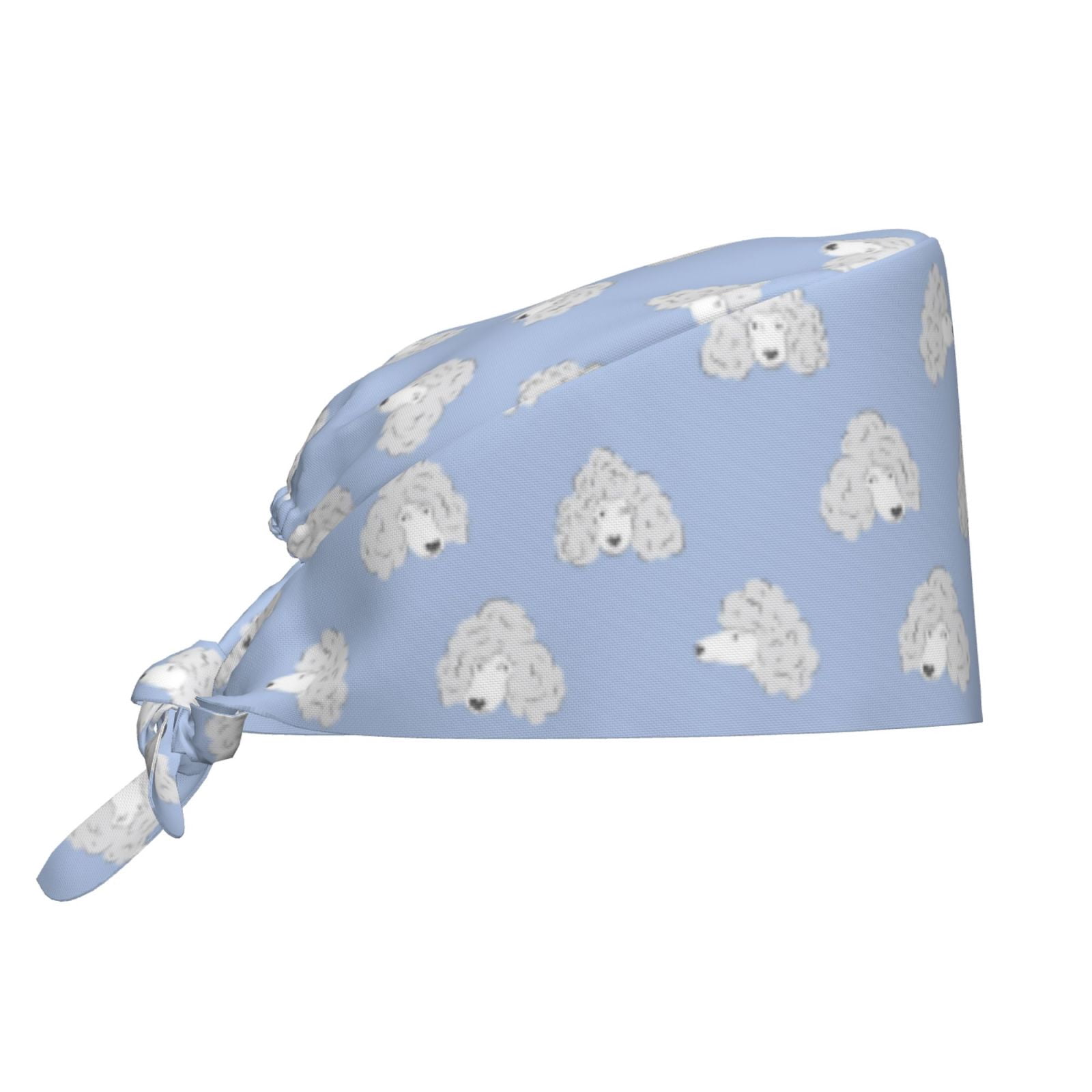 Scrub Caps Women Men, Cute Funny Poodle Dog Blue Adjustable Working ...