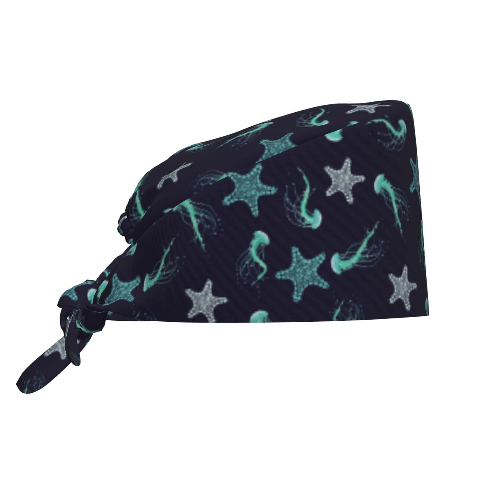 Scrub Caps Women Men, Green Jellyfish Starfish Adjustable Working Caps ...