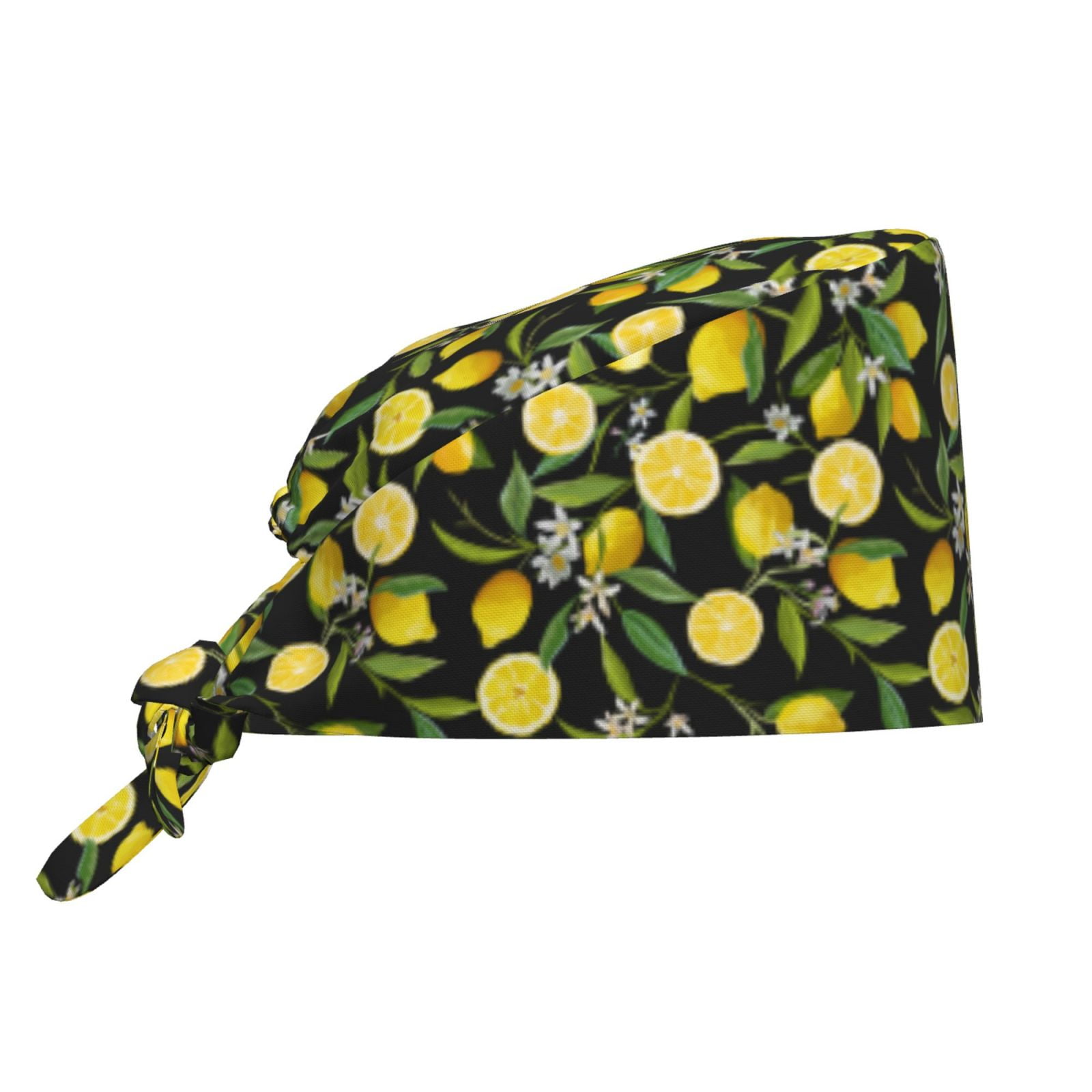 Scrub Caps Women Men, Lemon Fruits Flowers Leaves Adjustable Working ...