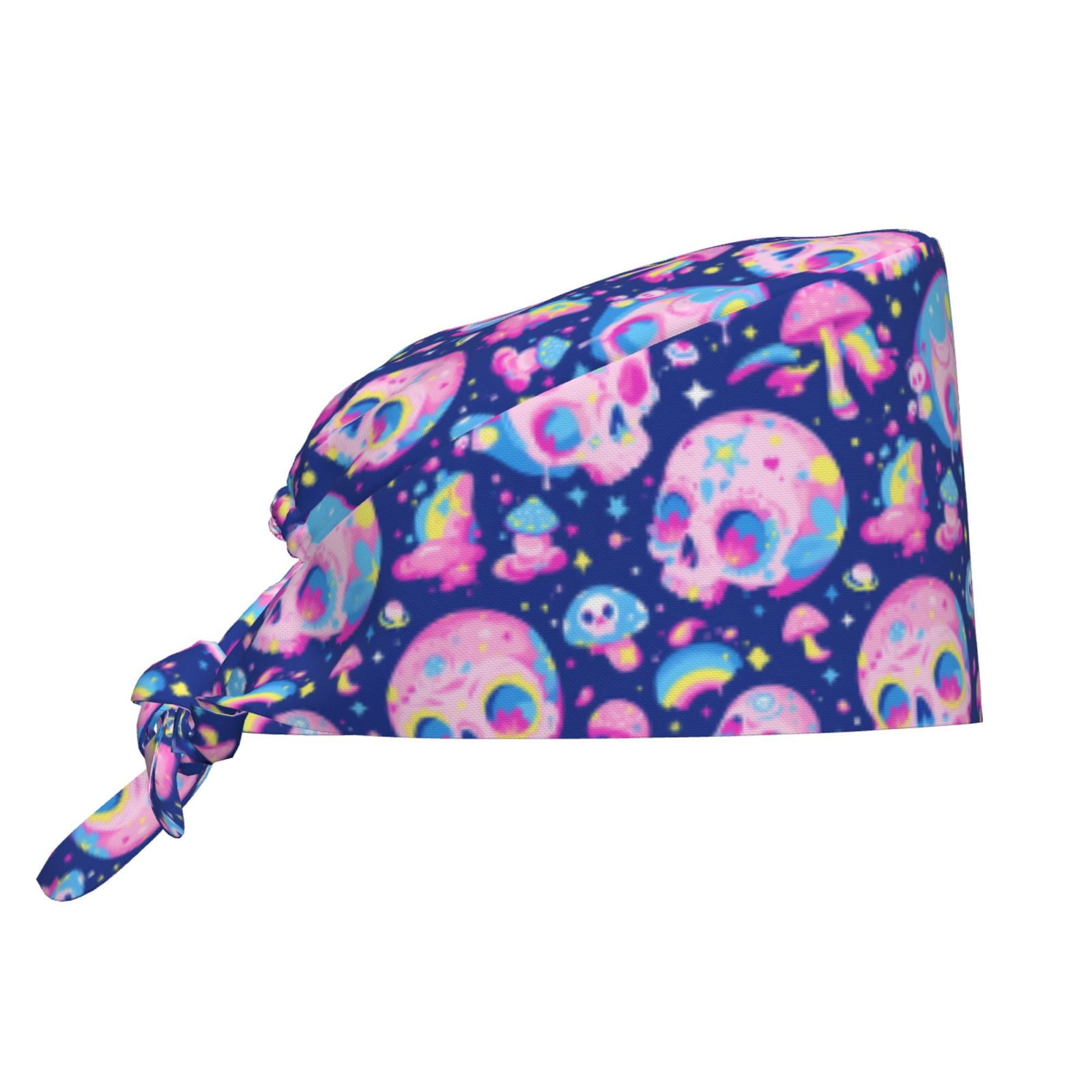 Scrub Caps Women Men, colorful Skull mushroom rainbow Adjustable ...