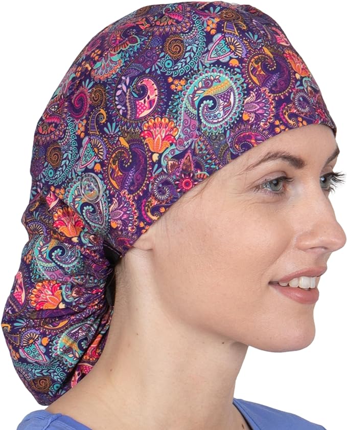 Scrub Caps Women Ponytail - Surgical Caps for Women Long Hair - Nurse ...