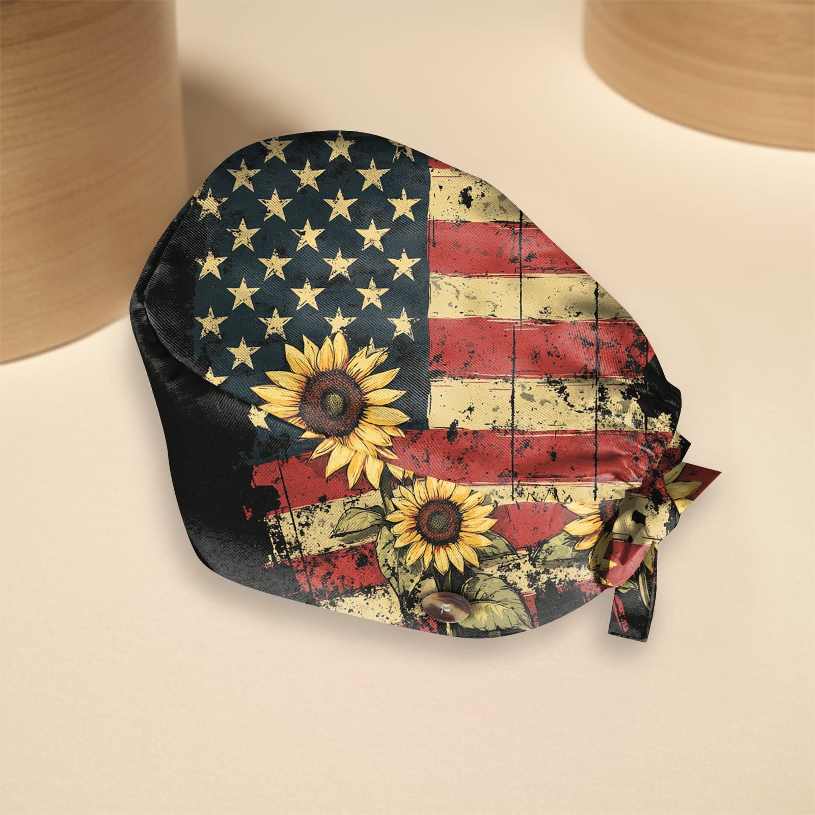 Scrub Caps Women Ponytail – USA Flag Print Double-Sided Printed ...