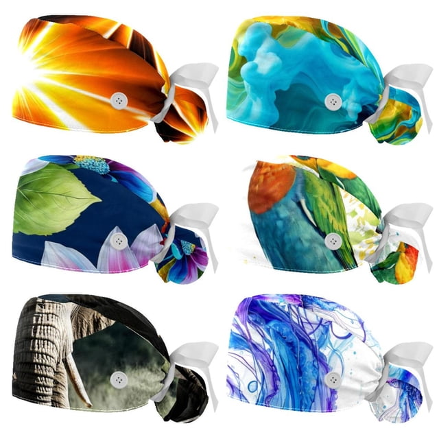 Scrub Caps Women Scrub Caps Scrub Hats Surgical Caps Branches Parrot 6 ...