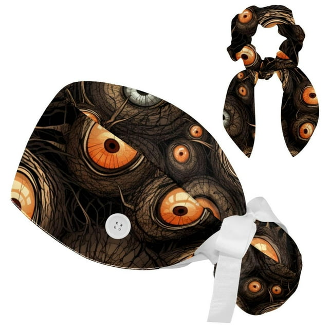 Scrub Caps Women with Buttons Sweatband Hats with Hairband Scrub Caps ...