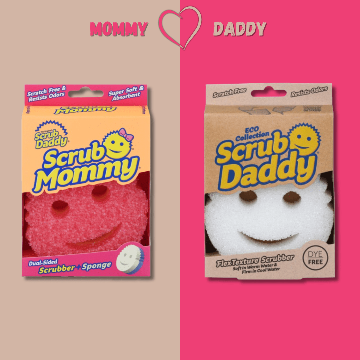Scrub Daddy Dual-Sided Scrubber and Sponge, Original & Eco Collection ...