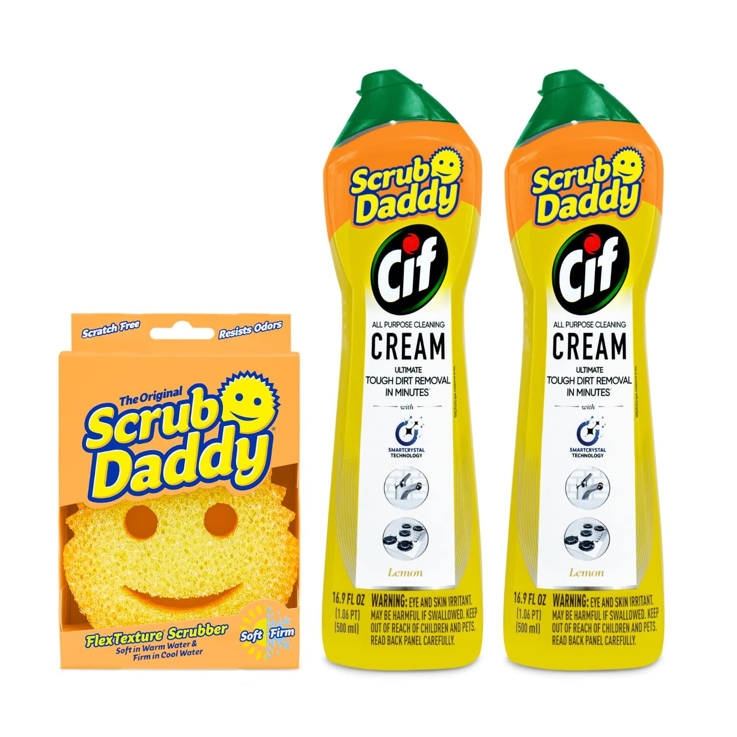 Scrub Daddy OG, Lemon Scent Cleaning Cream and Multipurpose Sponge, 3 ...