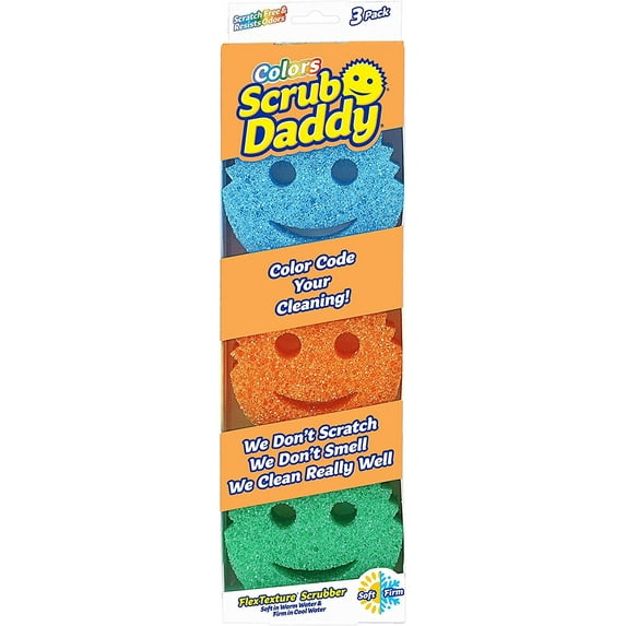 Scrub Daddy Scratch-Free Sponges, Color Coded, FlexTexture for Dishes ...