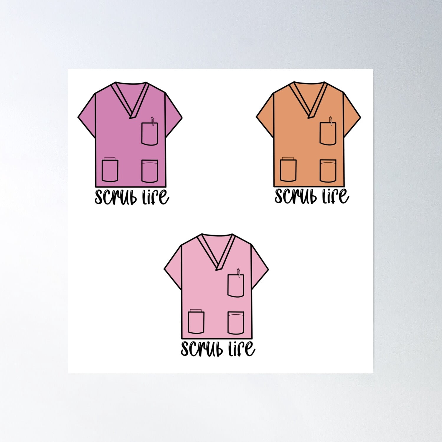 Scrub Life Pack Poster Wall Art, Modern Wall Decor, 16x16 UNFRAMED ...