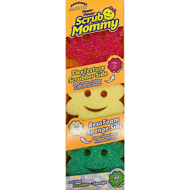 Scrub Mommy Flower Power Dual-Sided Sponge and Scrubber FlexTexture 3 ...