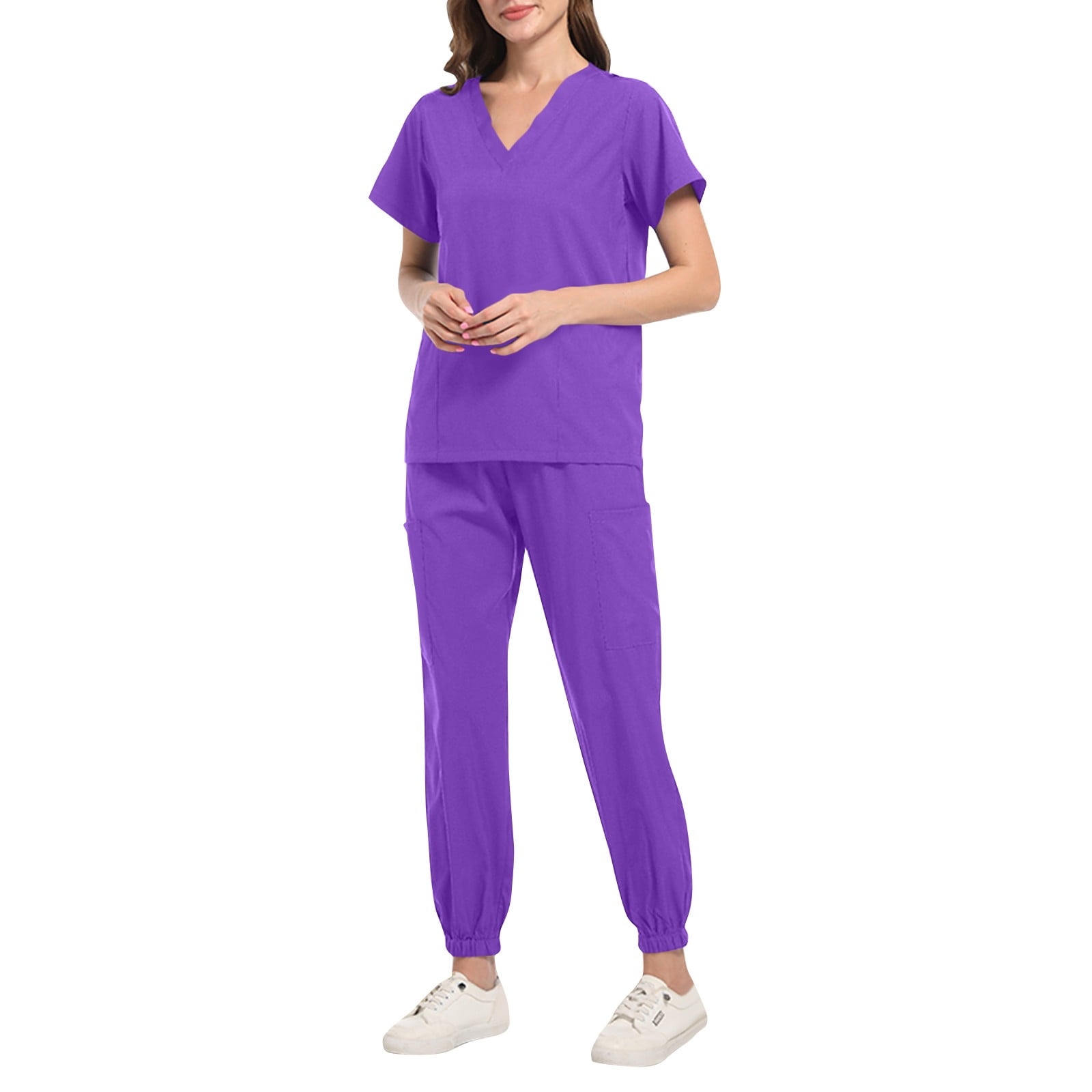 Scrub Sets for Woman, Stretchy Waistband Healthcare Uniforms Medi-Cal ...