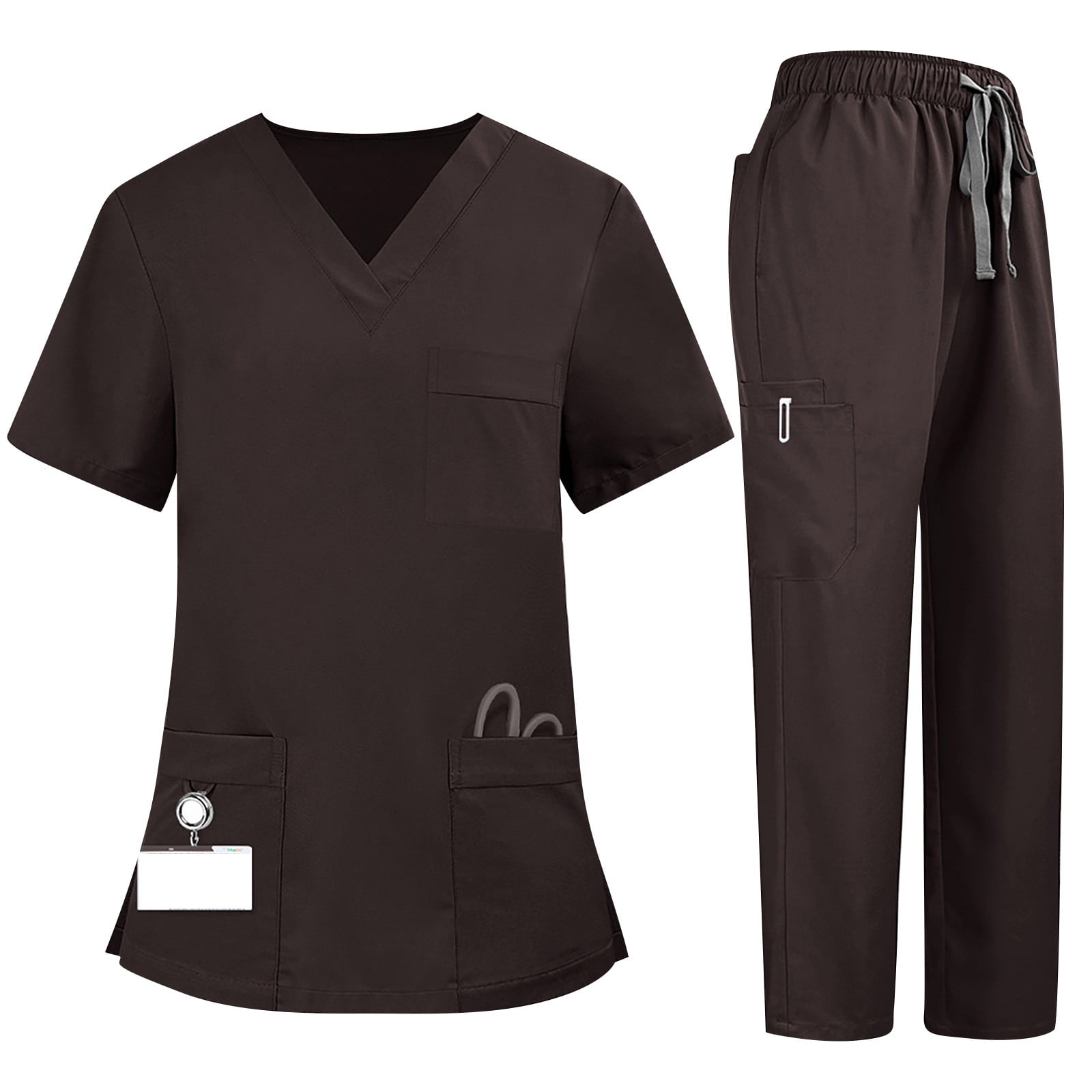 Scrub Sets For Woman, Women's Quick-Dry 2-Piece V-Neck Scrub Uniform ...