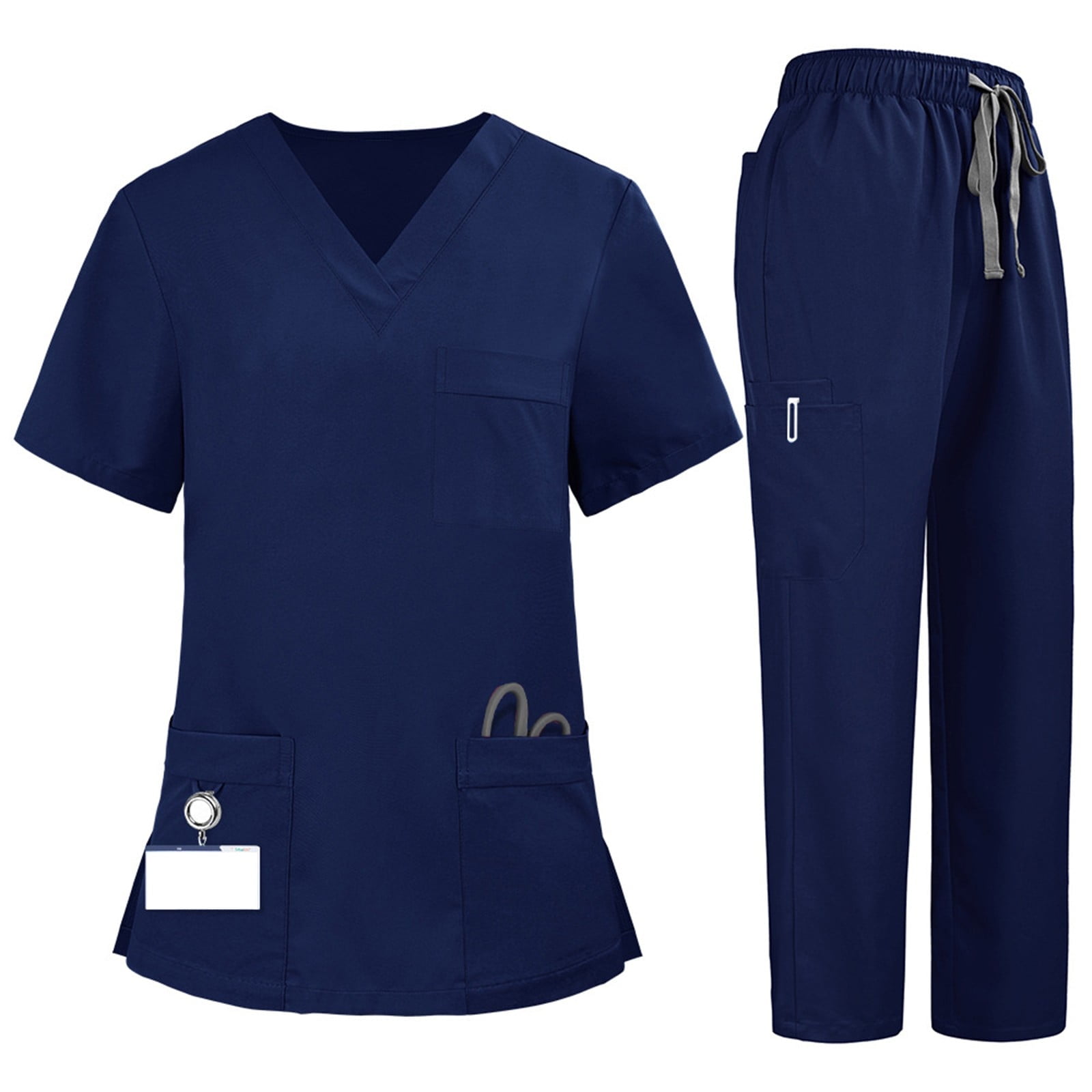 Scrub Sets For Woman, Women's Quick-Dry 2-Piece V-Neck Scrub Uniform ...