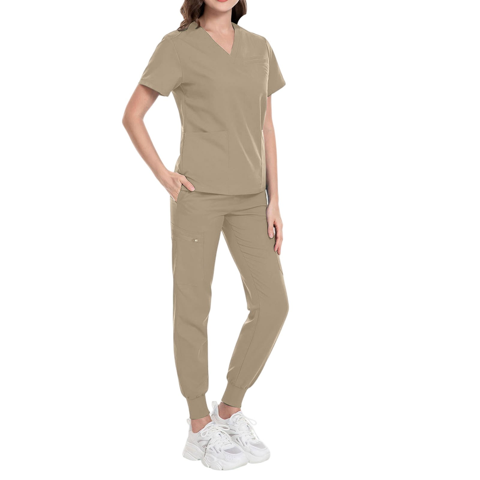 Scrub Sets for Woman Plus Size Medical Uniforms Stretchy V Neck Scrub ...
