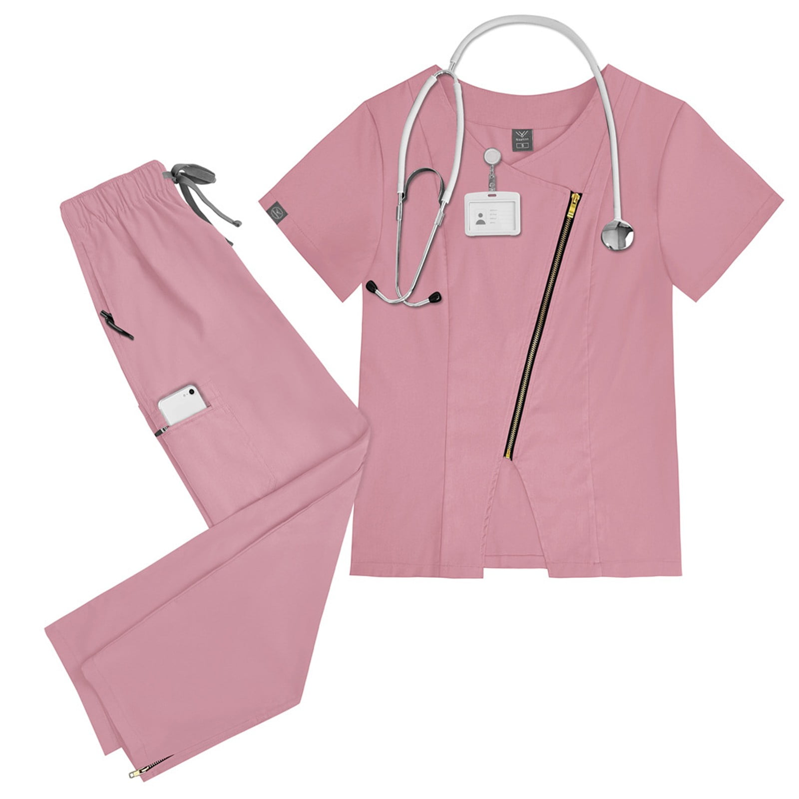 Scrub Sets for Woman Stretch Medical Scrubs Set Petite V-Neck Nurse ...