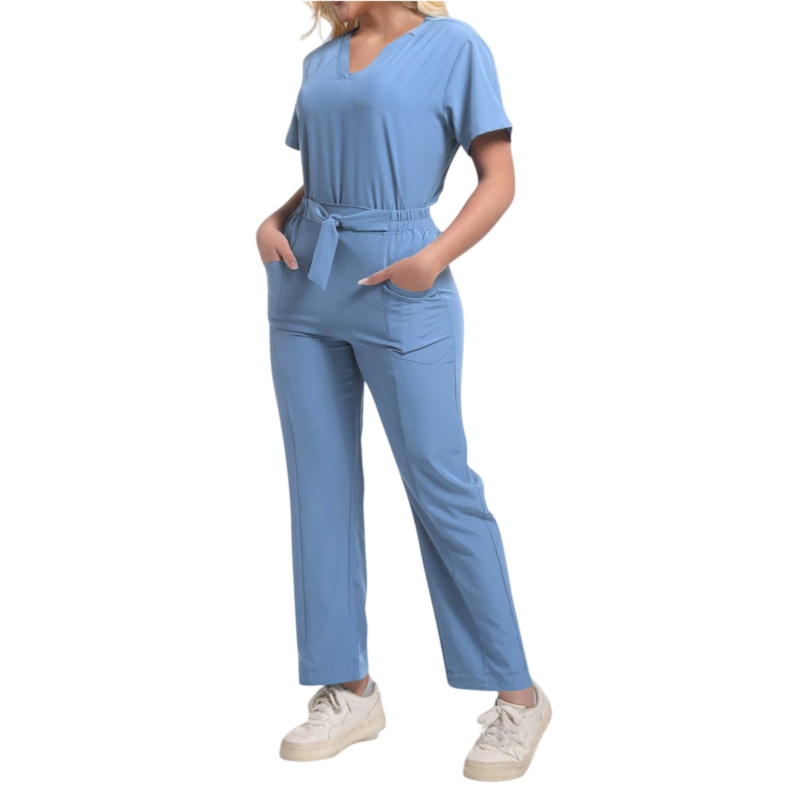 Scrub Sets for Woman V-Neck Scrub Tops Jogger Solid Color Nursing ...