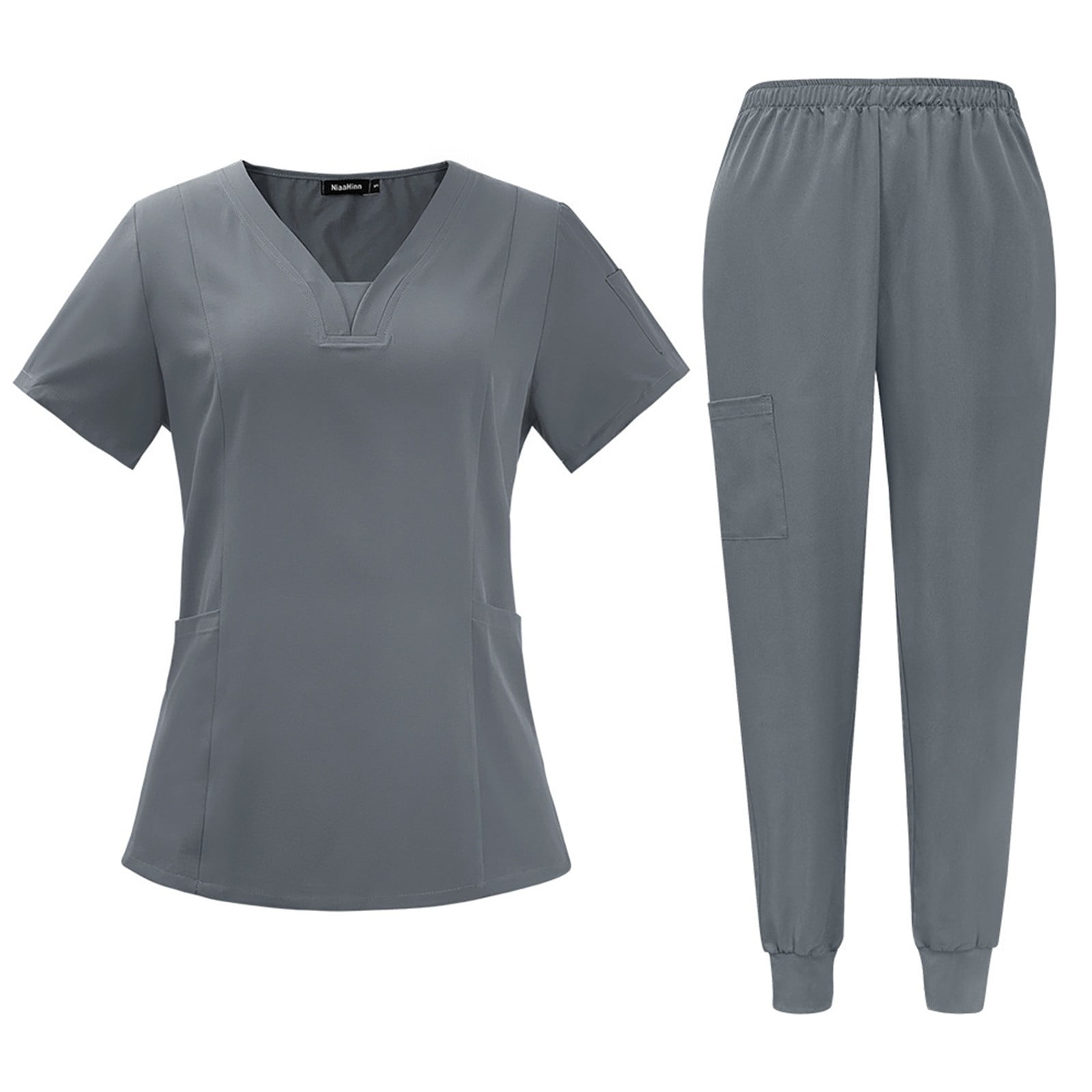 Scrub Sets for Woman V Neckline Medical Scrubs Top and Drawstring ...