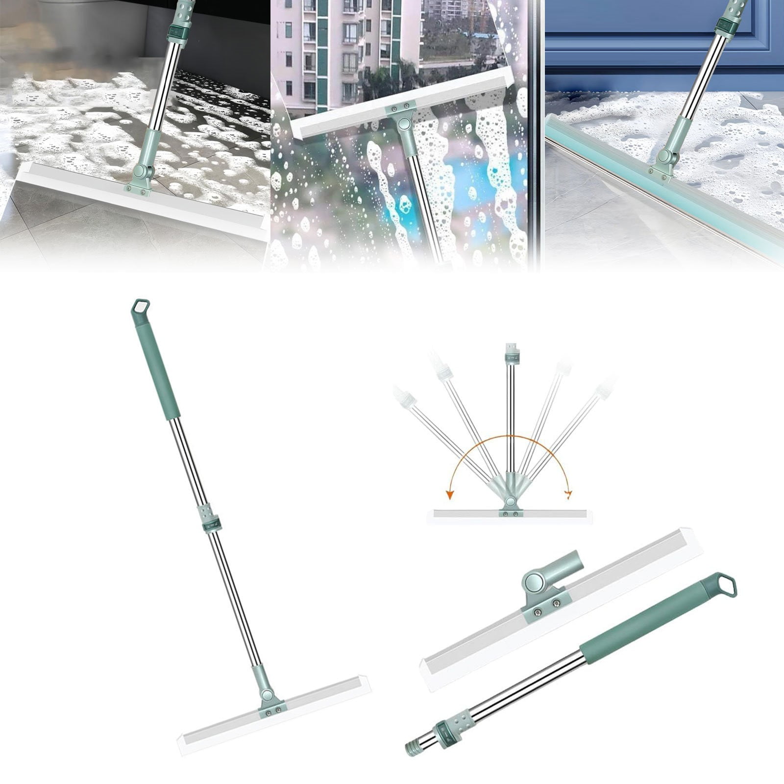 Scrub Silicone Floor Squeegee With 180° Rotation And Extension For ...