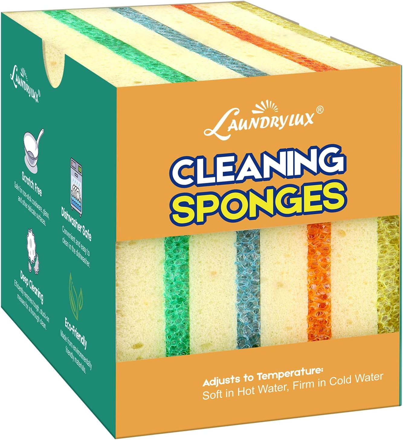 Scrub Sponge, Dual-Sided Temperature-Responsive Scrubber - Non-Scratch ...