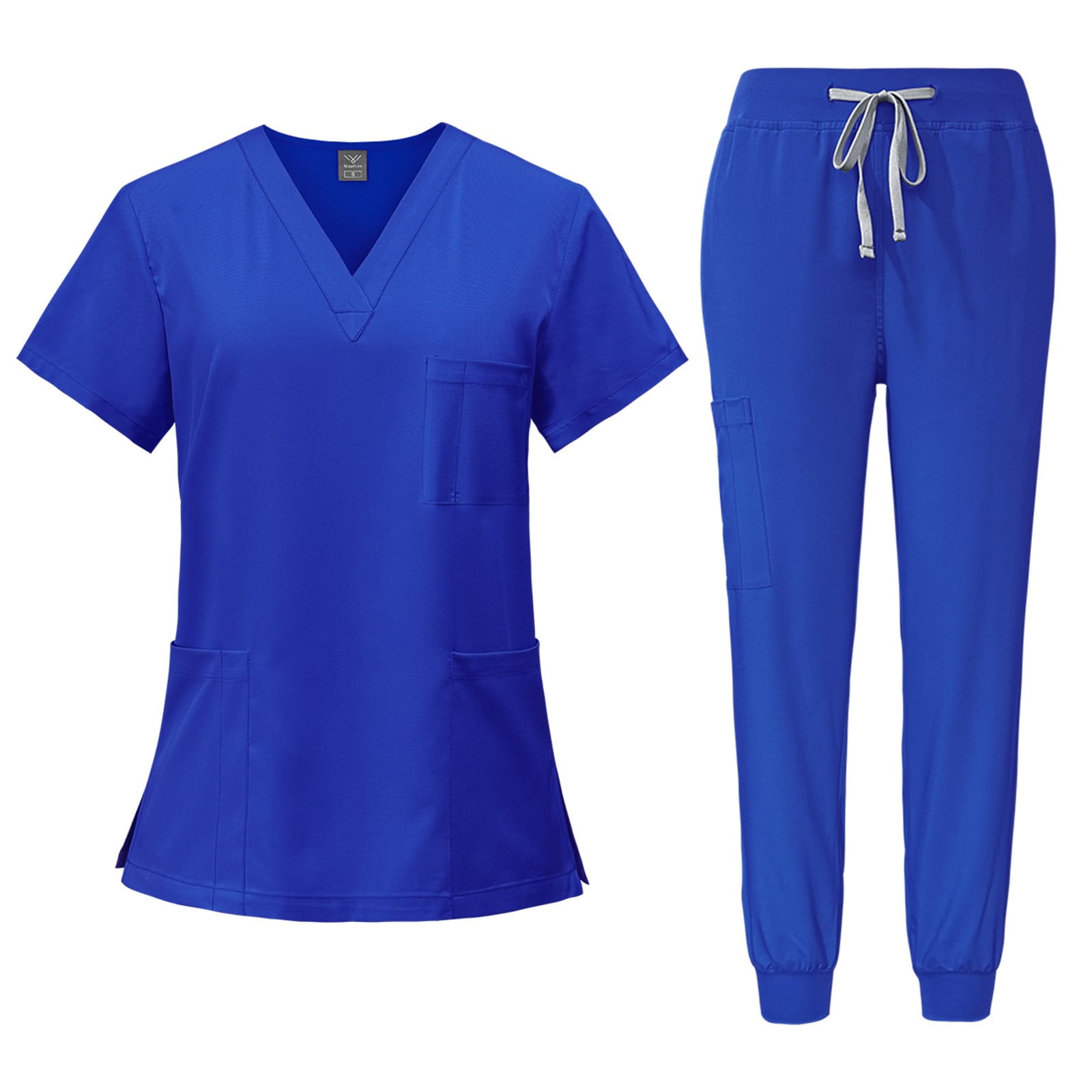 Scrub Suit Set for Women, Modern V-Neck Scrub Top & Jogger Scrub Pants ...
