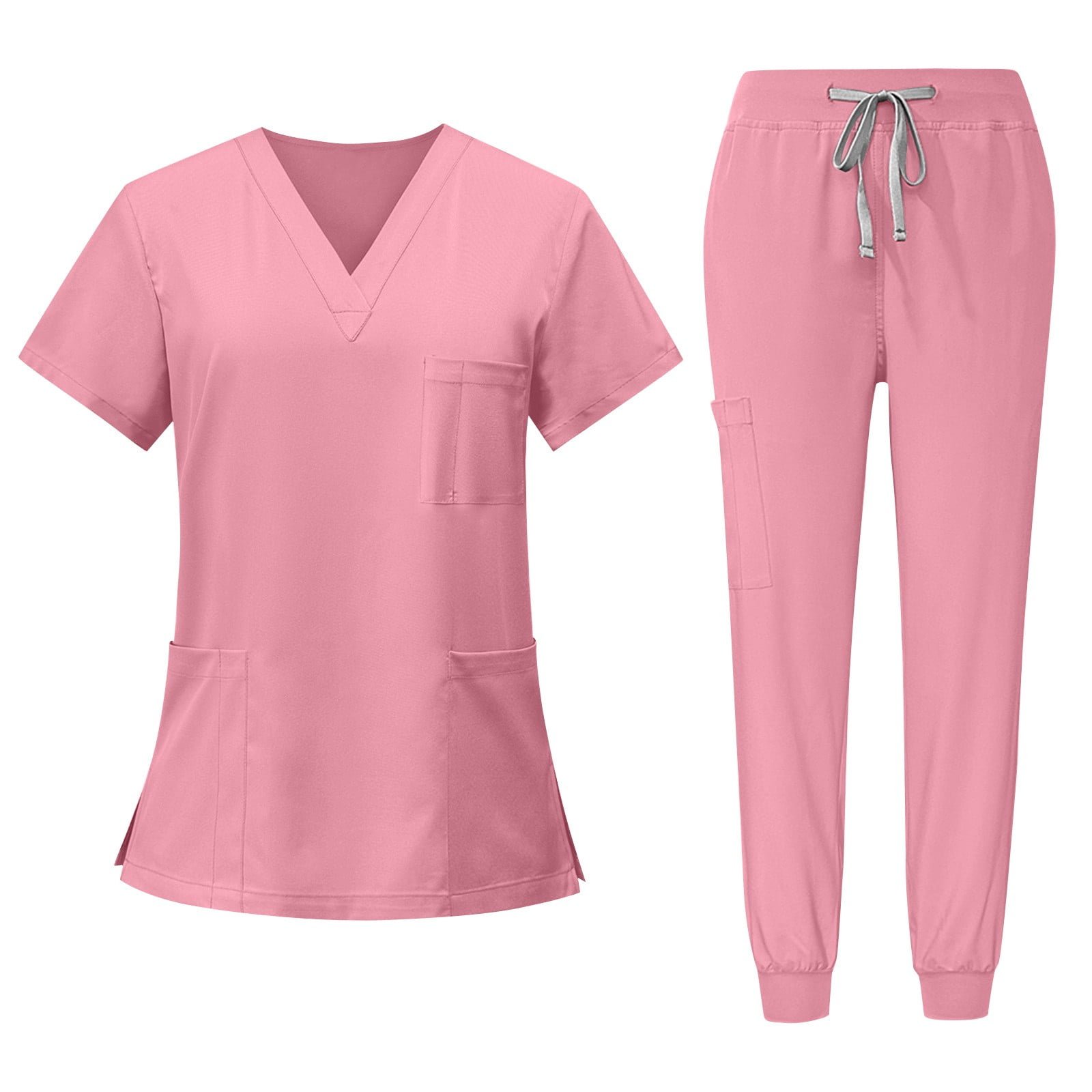 Scrub Suit Set for Women, Modern V-Neck Scrub Top & Jogger Scrub Pants ...