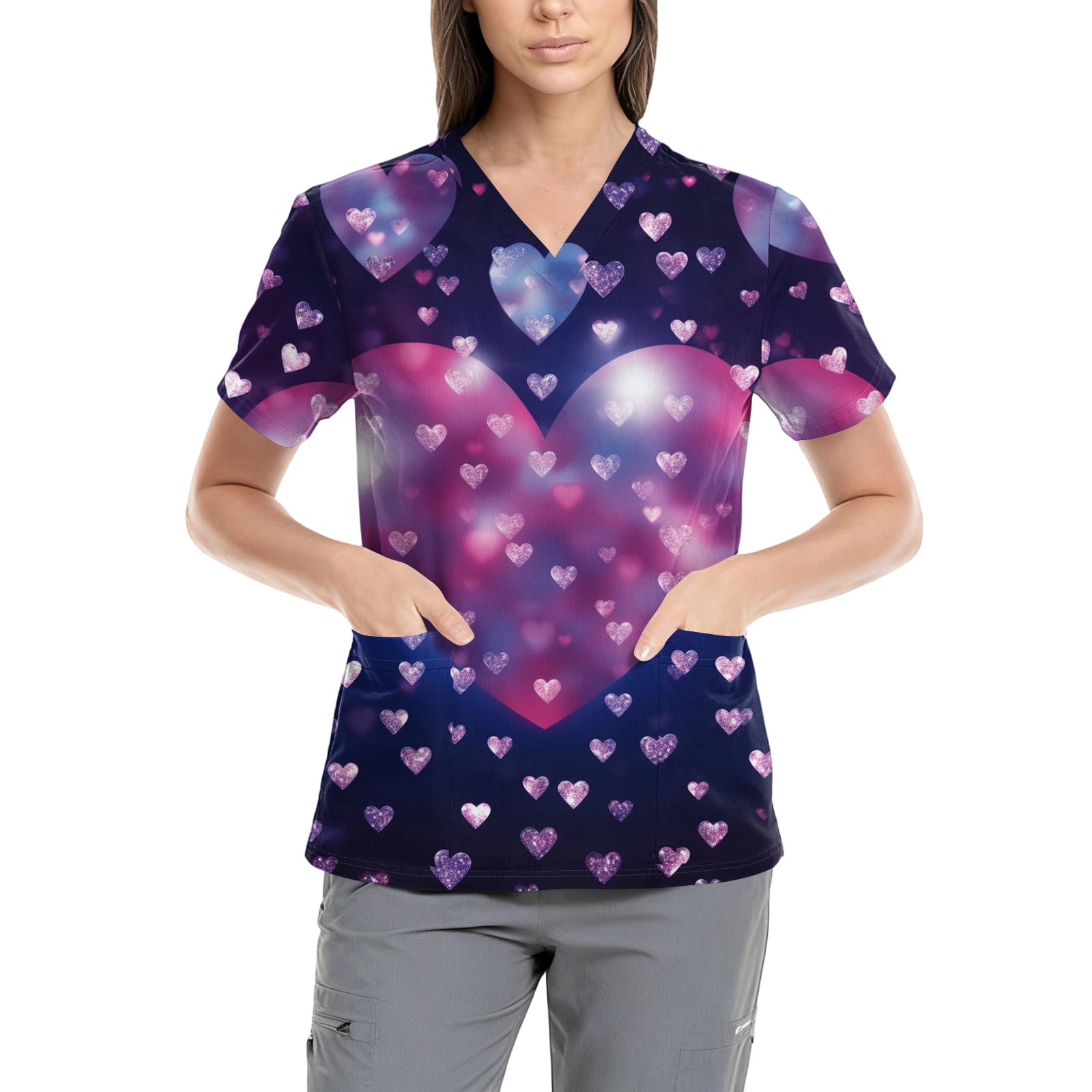 Scrub Top Women Black,Plus Size Women's Fashion V-Neck Nursing Top ...