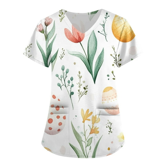 Scrub Top Women Black，Scrub Tops Womens Cute Easter Printed Nurse ...