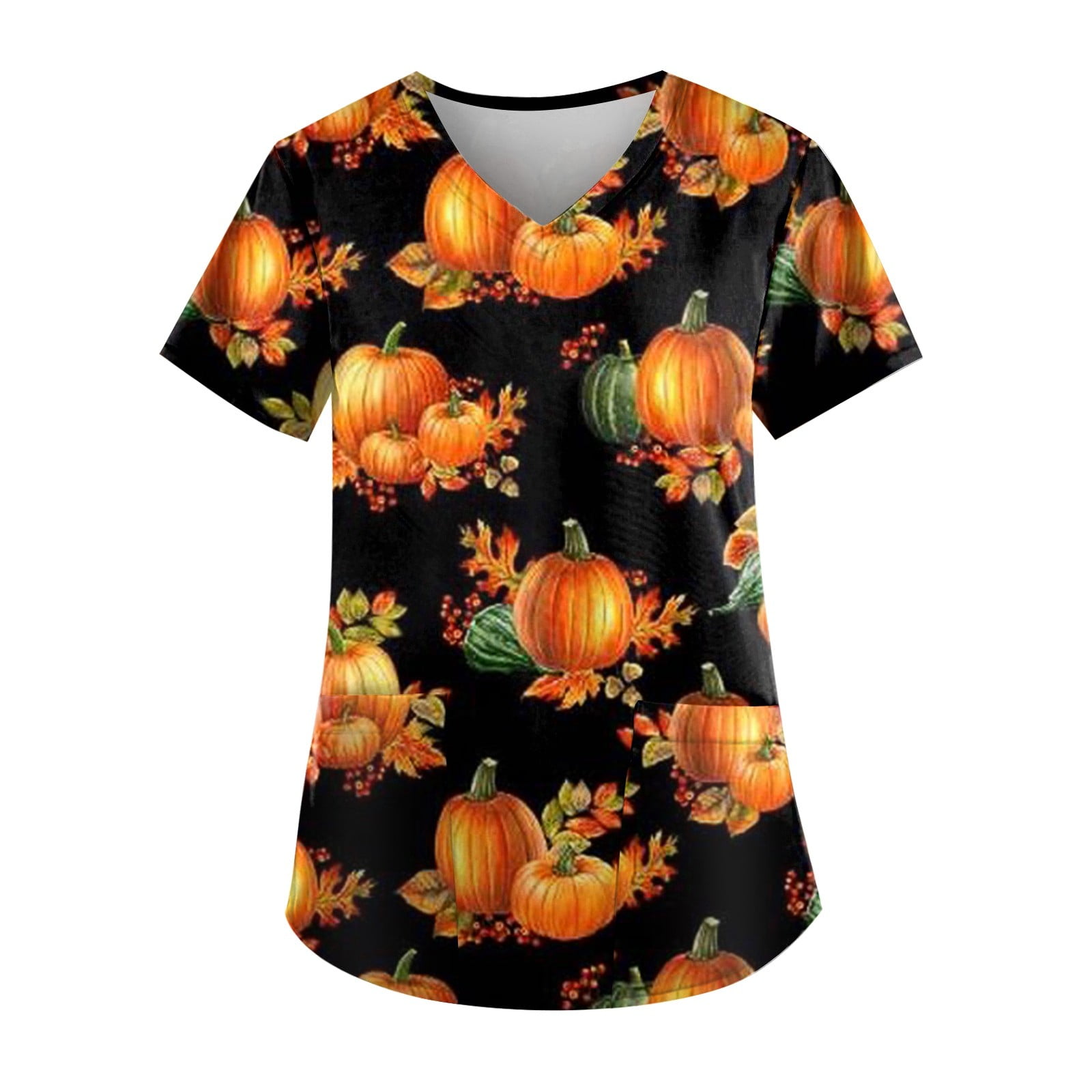 Scrub Top Women Printed Halloween，Plus Size Women'S Halloween Pumpkin ...