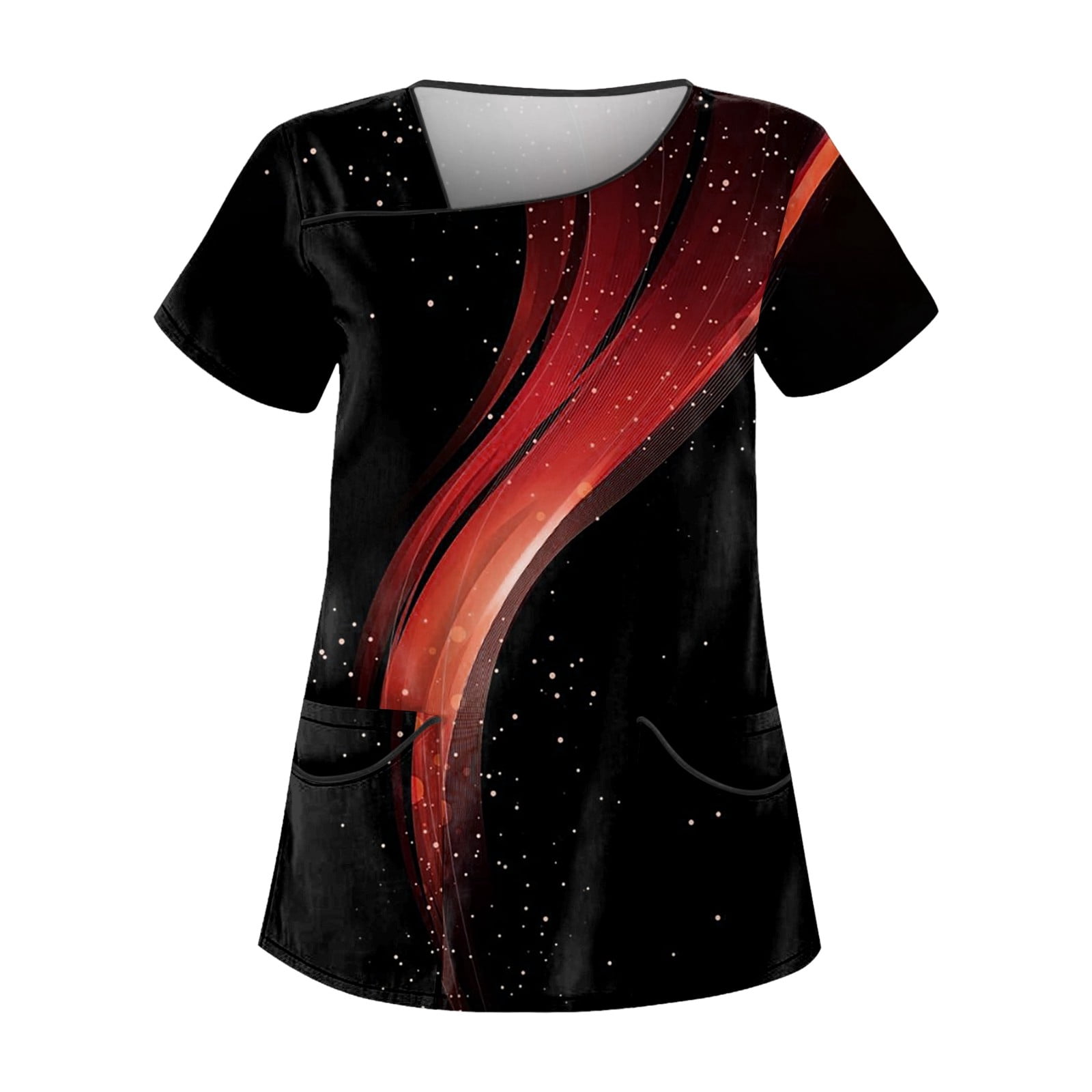 Scrub Tops Casual Womens Scrub Tops Fashion Short Sleeve Slant Neck ...