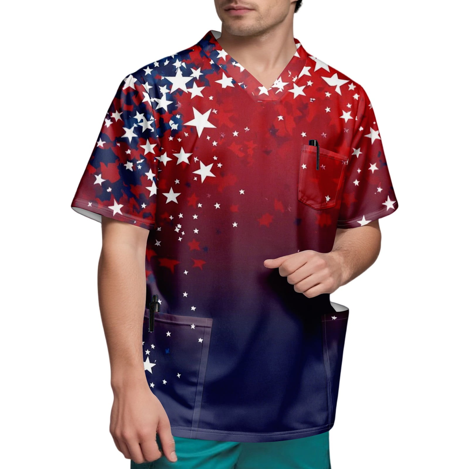 Scrub Tops Men College Summers Plus Size Mens Fun Short Sleeve Relaxed ...