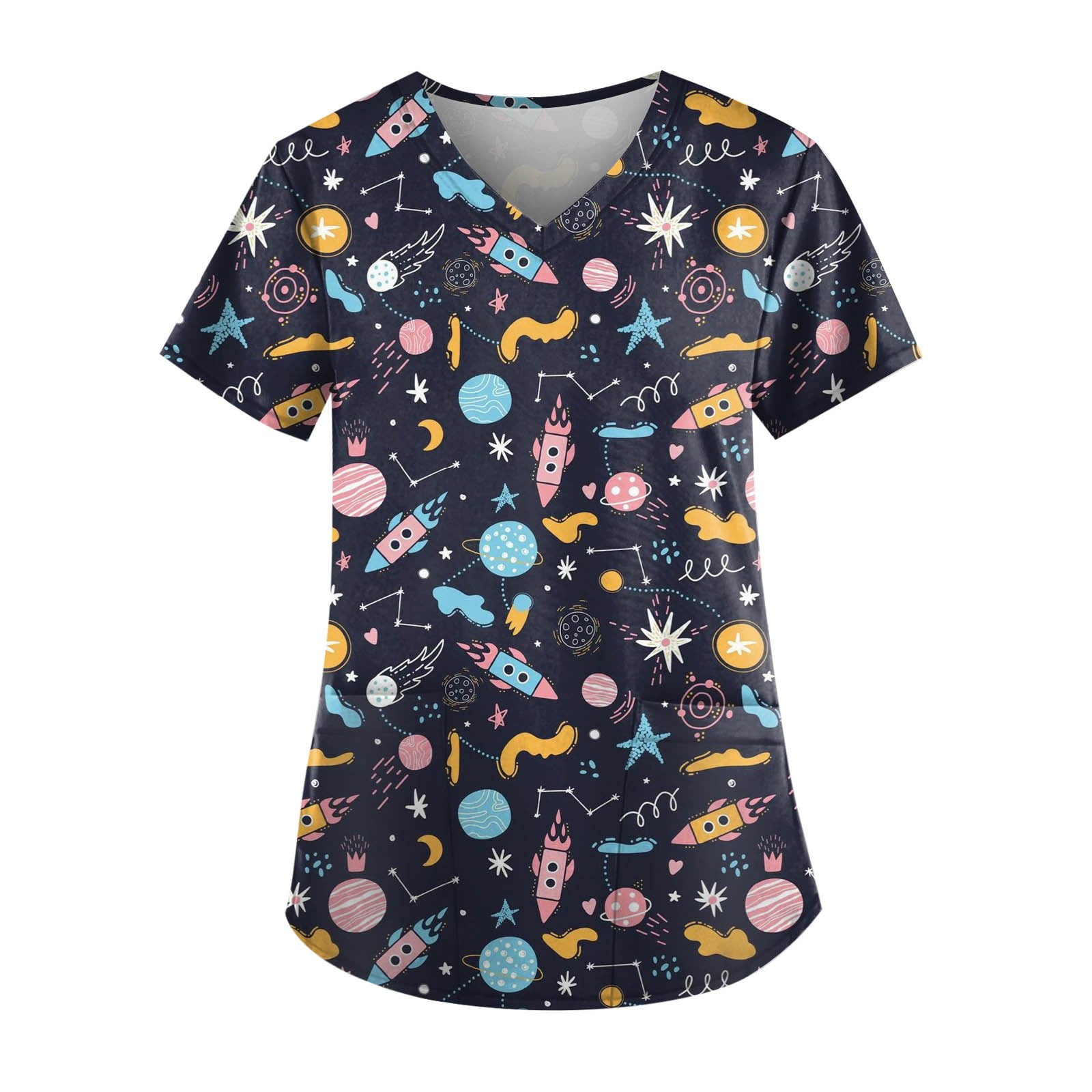 Scrub Tops Women Business Casual Cropped for Women Short Sleeve Summer ...